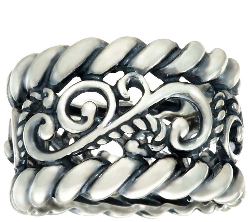 "As Is" Carolyn Pollack Sterling Signature Rope Design BandRing - QVC.com