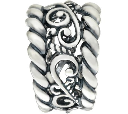 "As Is" Carolyn Pollack Sterling Signature Rope Design BandRing - QVC.com
