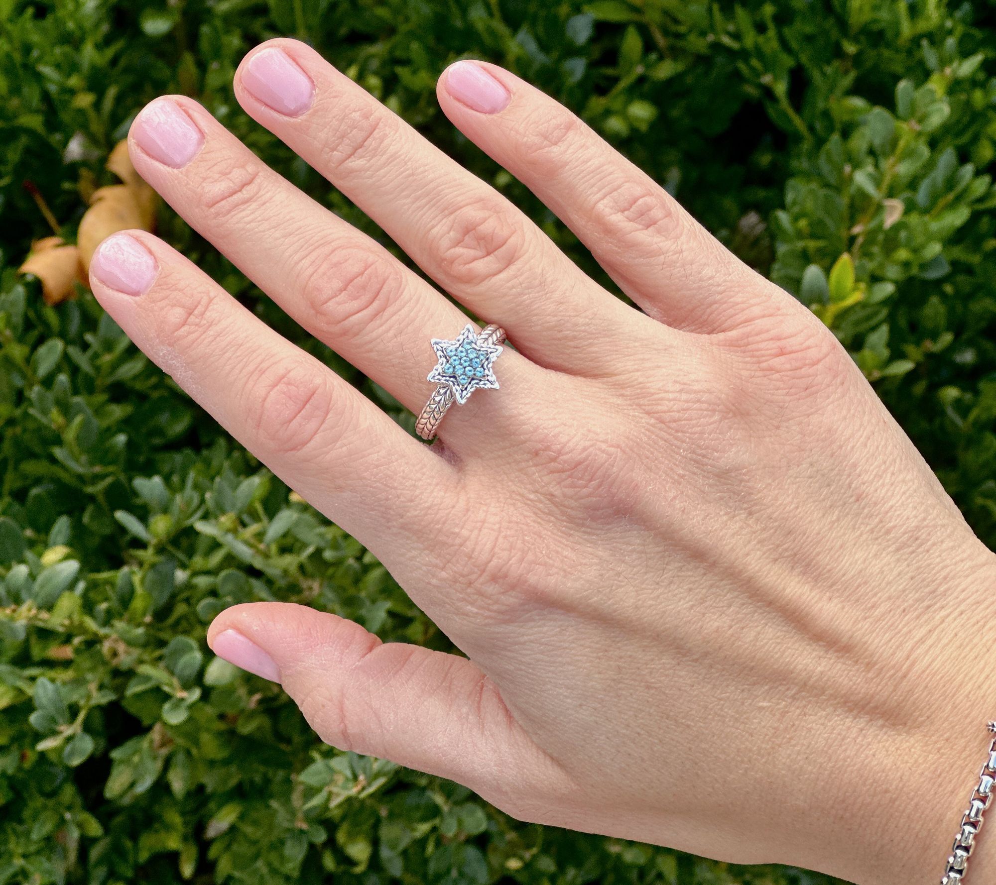 JAI Sterling Silver Pave Gemstone Symbols of Love Ring - QVC.com