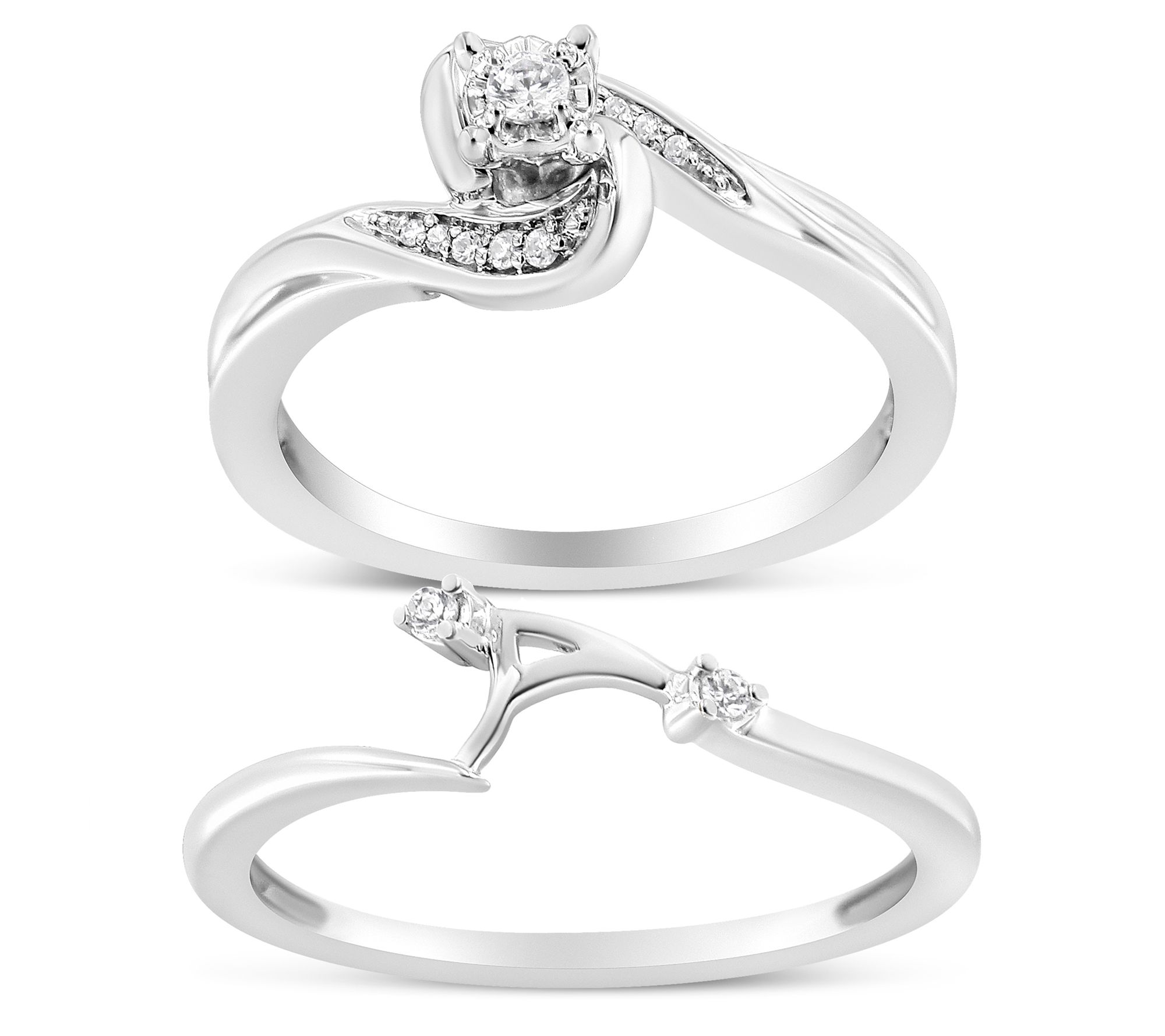 Haus of Brilliance Accent Diamond Bridal Set Ring, Sterling - QVC.com
