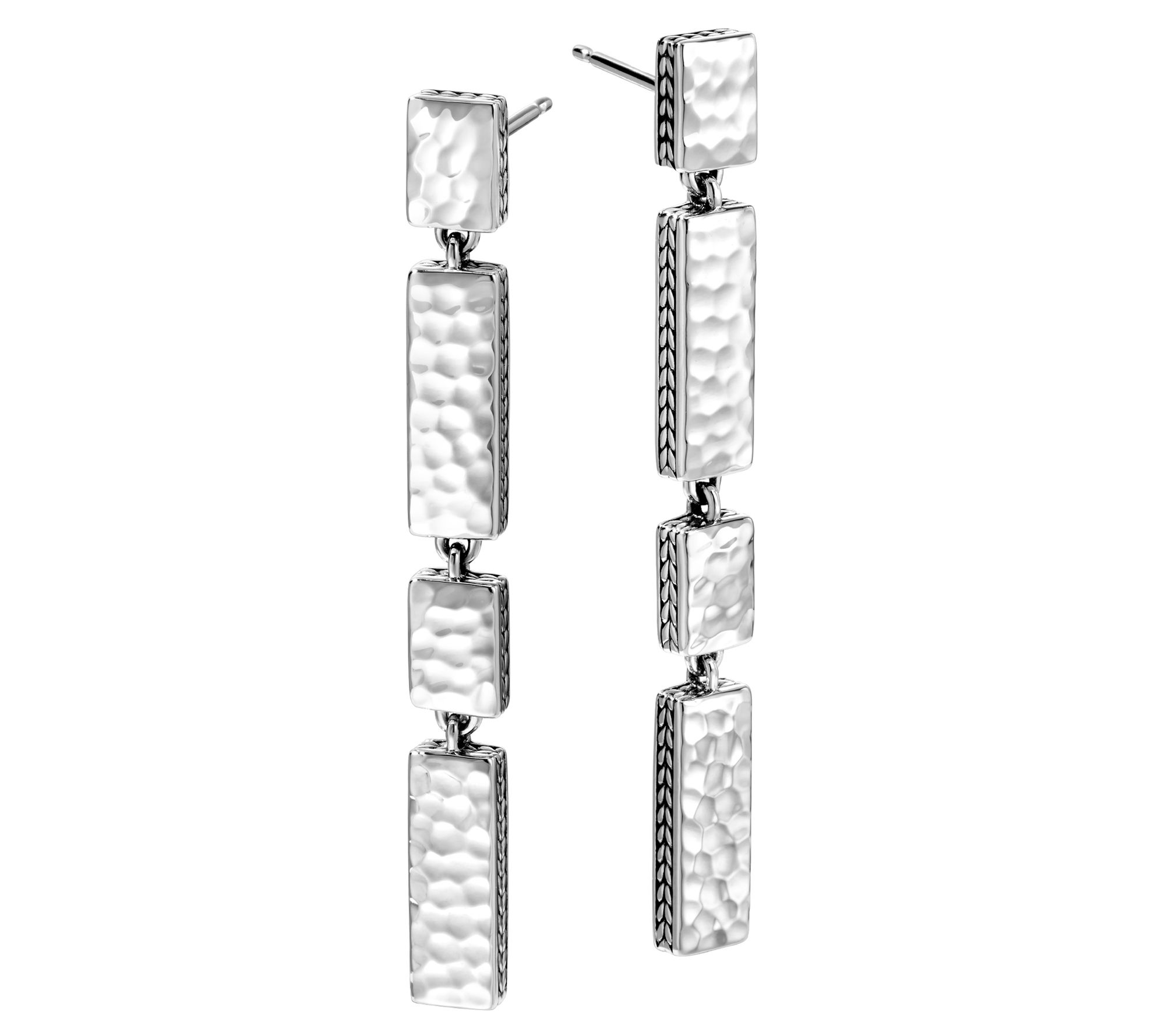 JAI Sterling Silver Heritage Texture 2" Drop Earrings - QVC.com