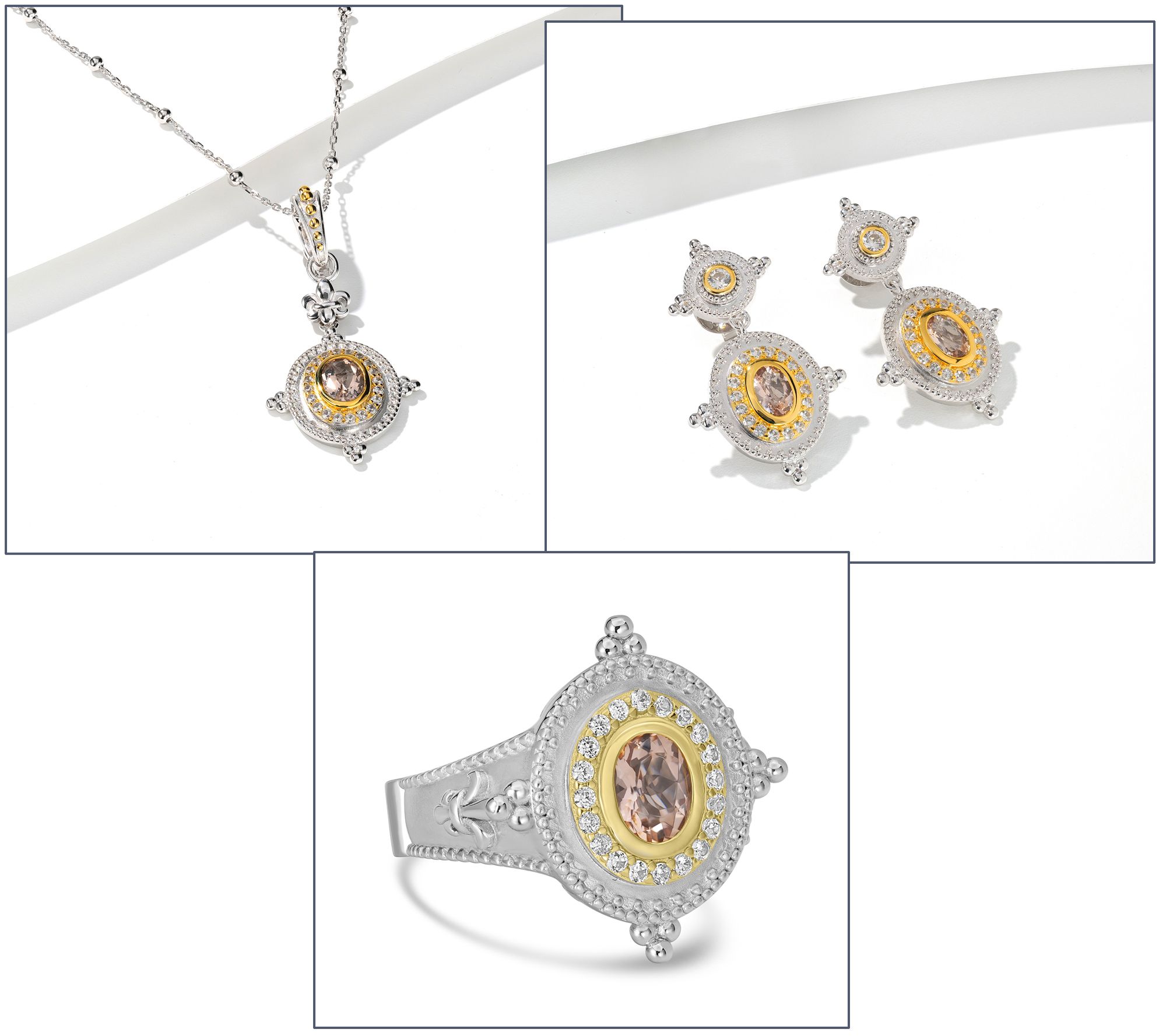 Dallas Prince Etruscan Two Tone Earrings, or Necklace, Sterl - QVC.com