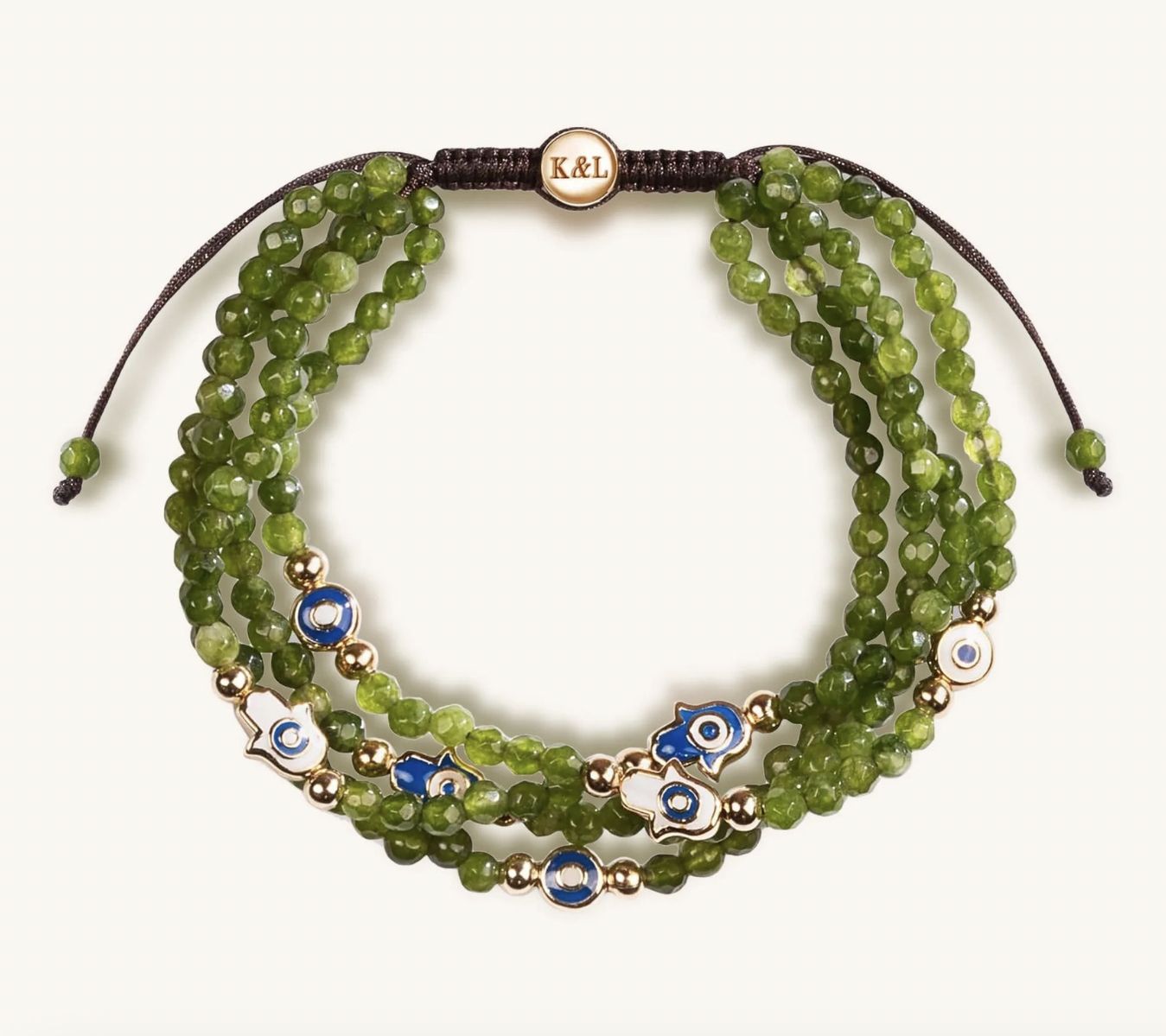 Karma & Luck Jade Jade Evil Eye Hamsa Bracelet,18K Plated - QVC.com