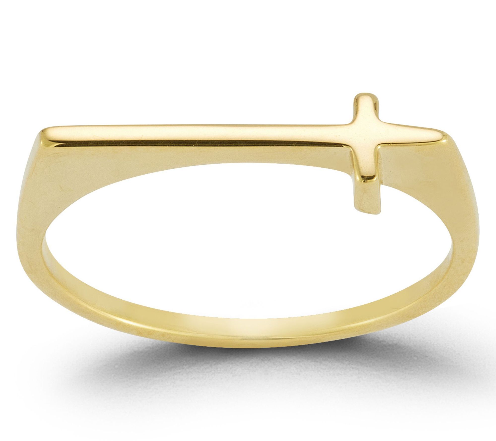 Italian Gold Thin Sideways Cross Ring, 14K - QVC.com