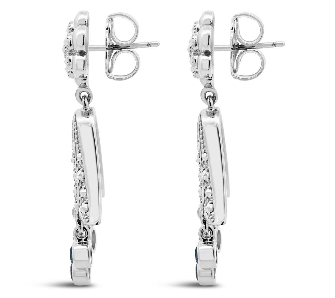 Dallas Prince Sterling Chrome Marcasite & BlueTopaz Earrings - QVC.com