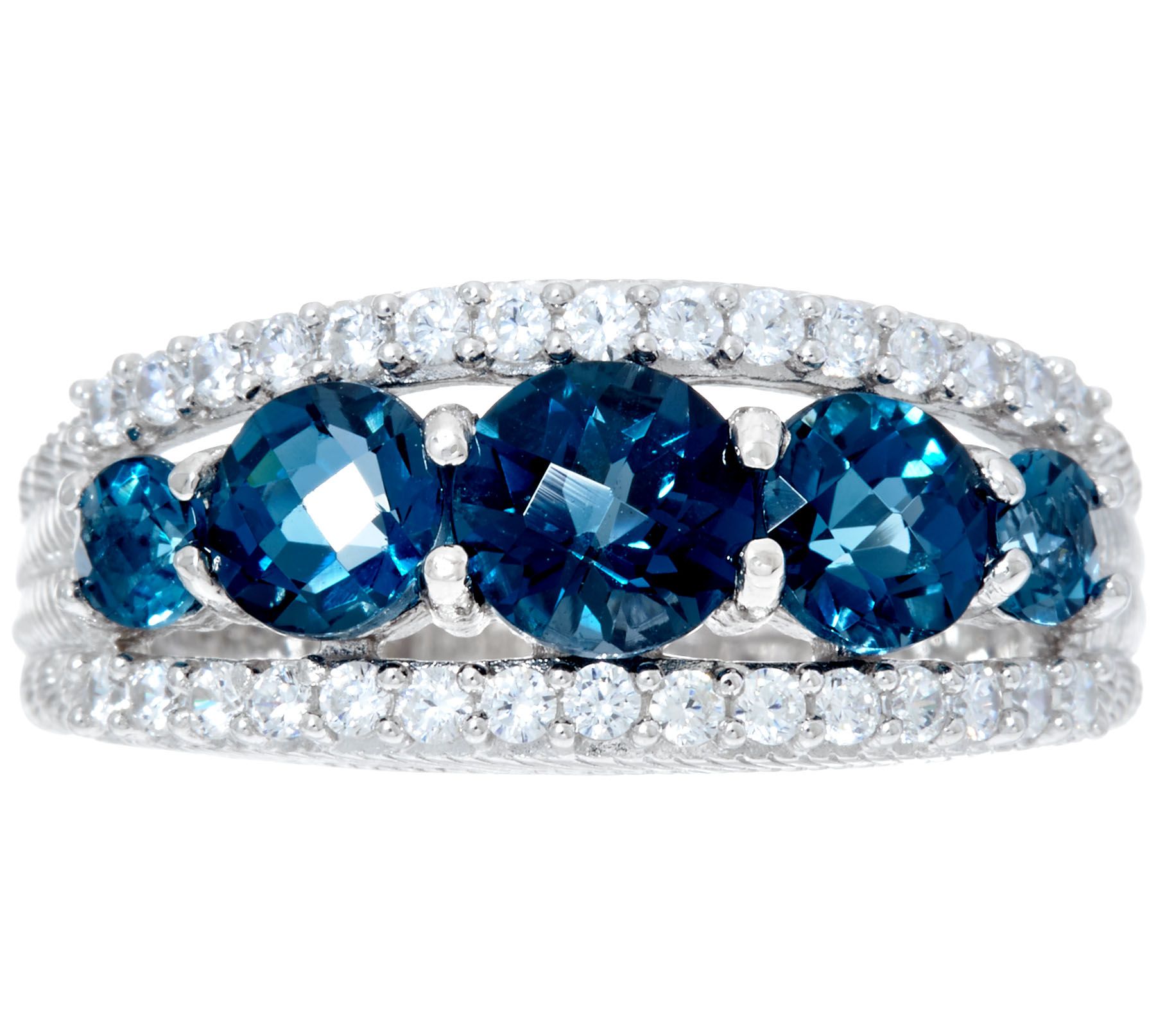 Judith Ripka Sterling 2.20 cttw Blue Topaz Tapered Ring - QVC.com
