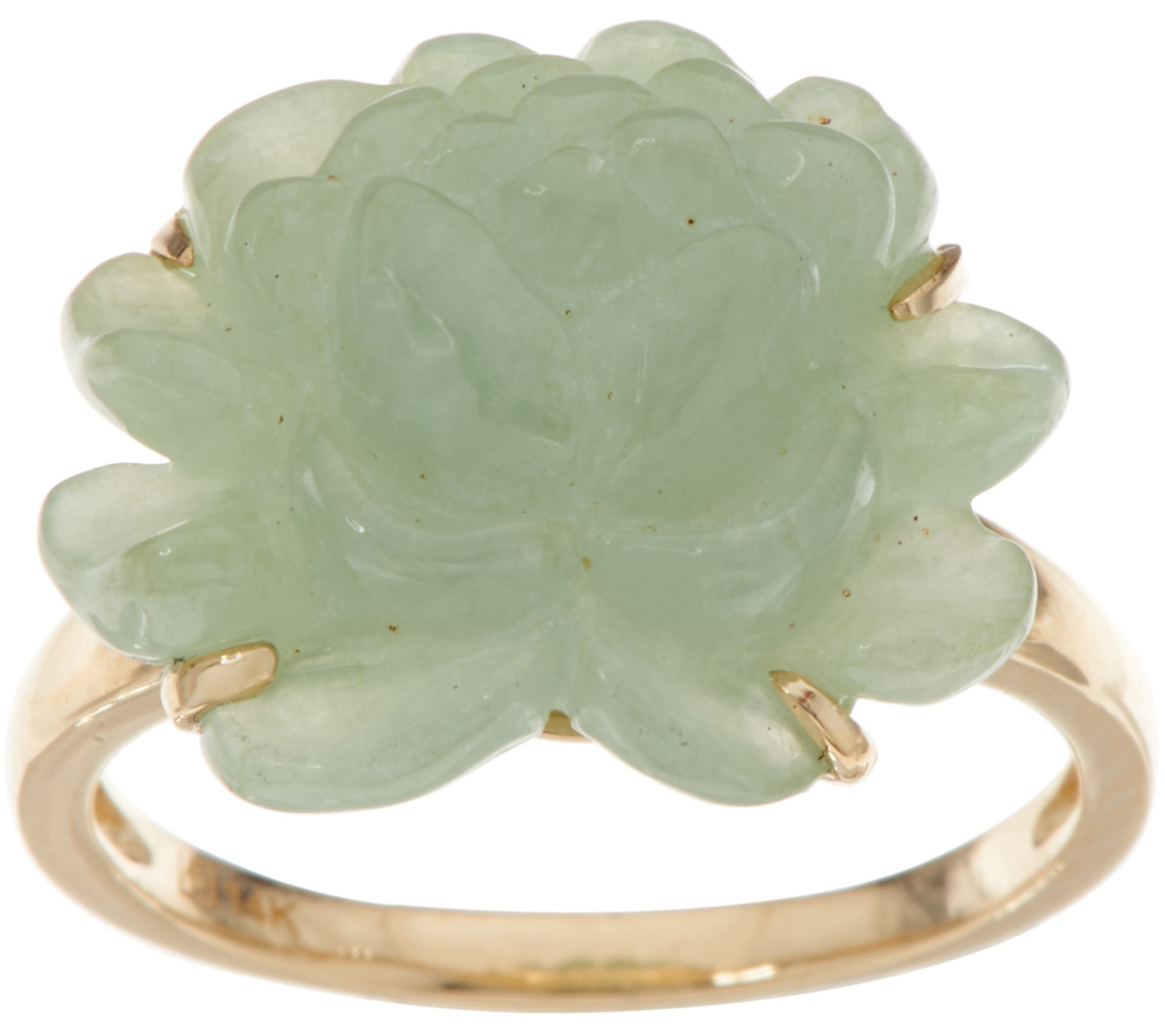 Jade Carved Flower Ring, 14K Gold - QVC.com