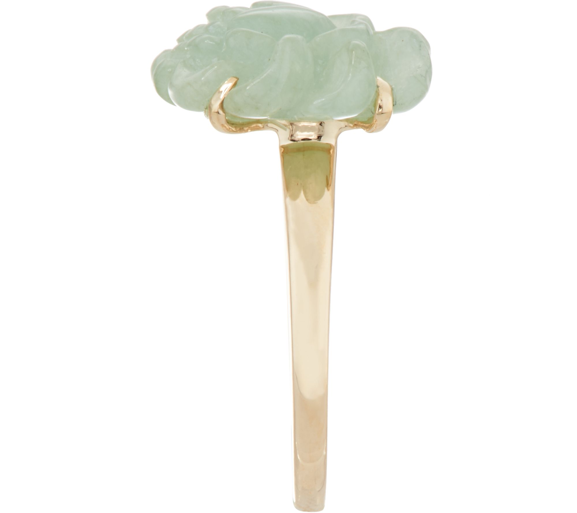 Jade Carved Flower Ring, 14K Gold - QVC.com