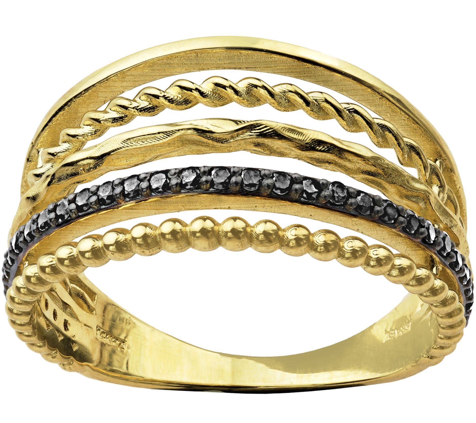 Adi Paz Multi-Row Black Spinel Ring, 14K Gold - QVC.com