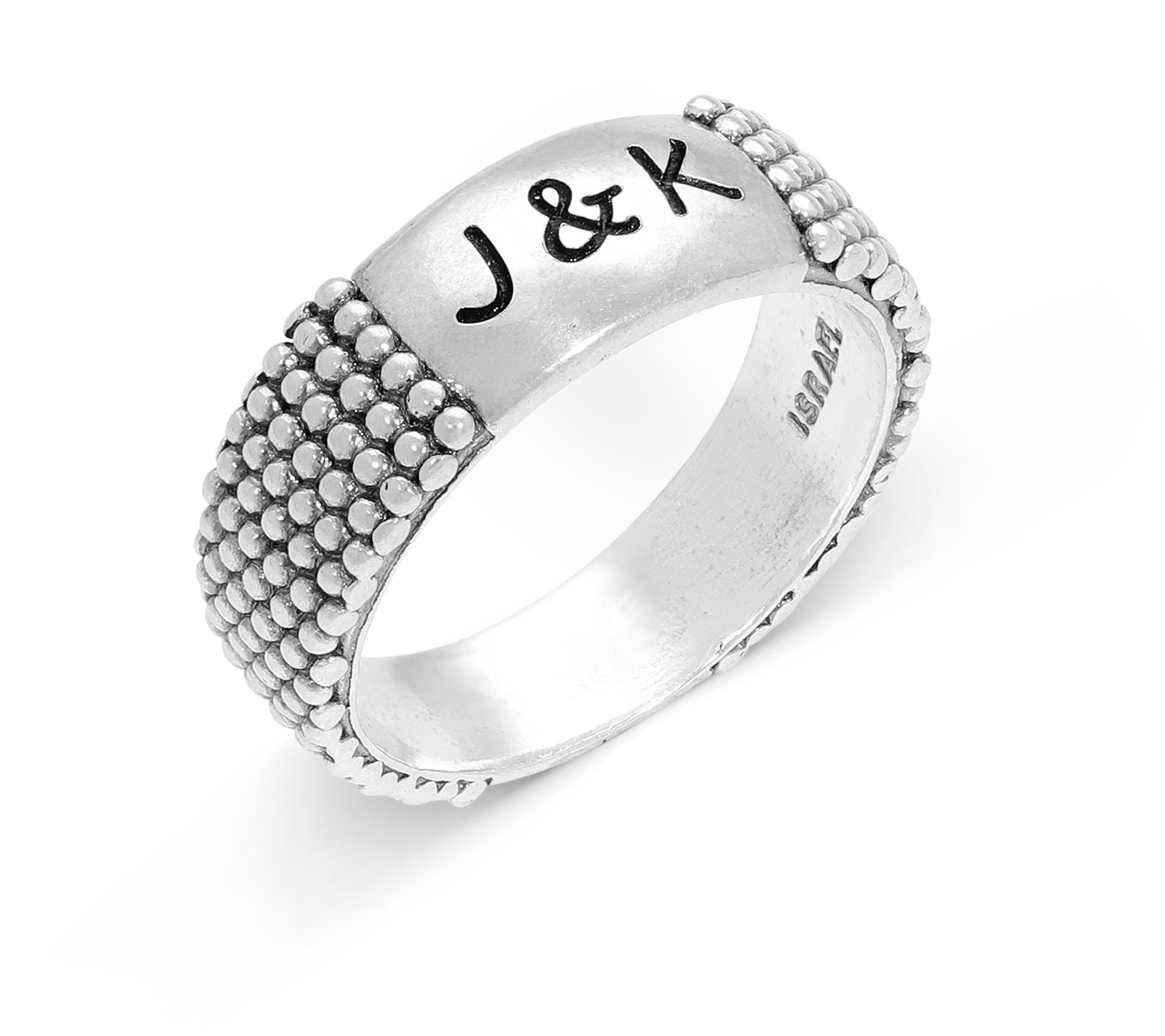 Or Paz Sterling Silver Personalized Beaded B and Ring - QVC.com