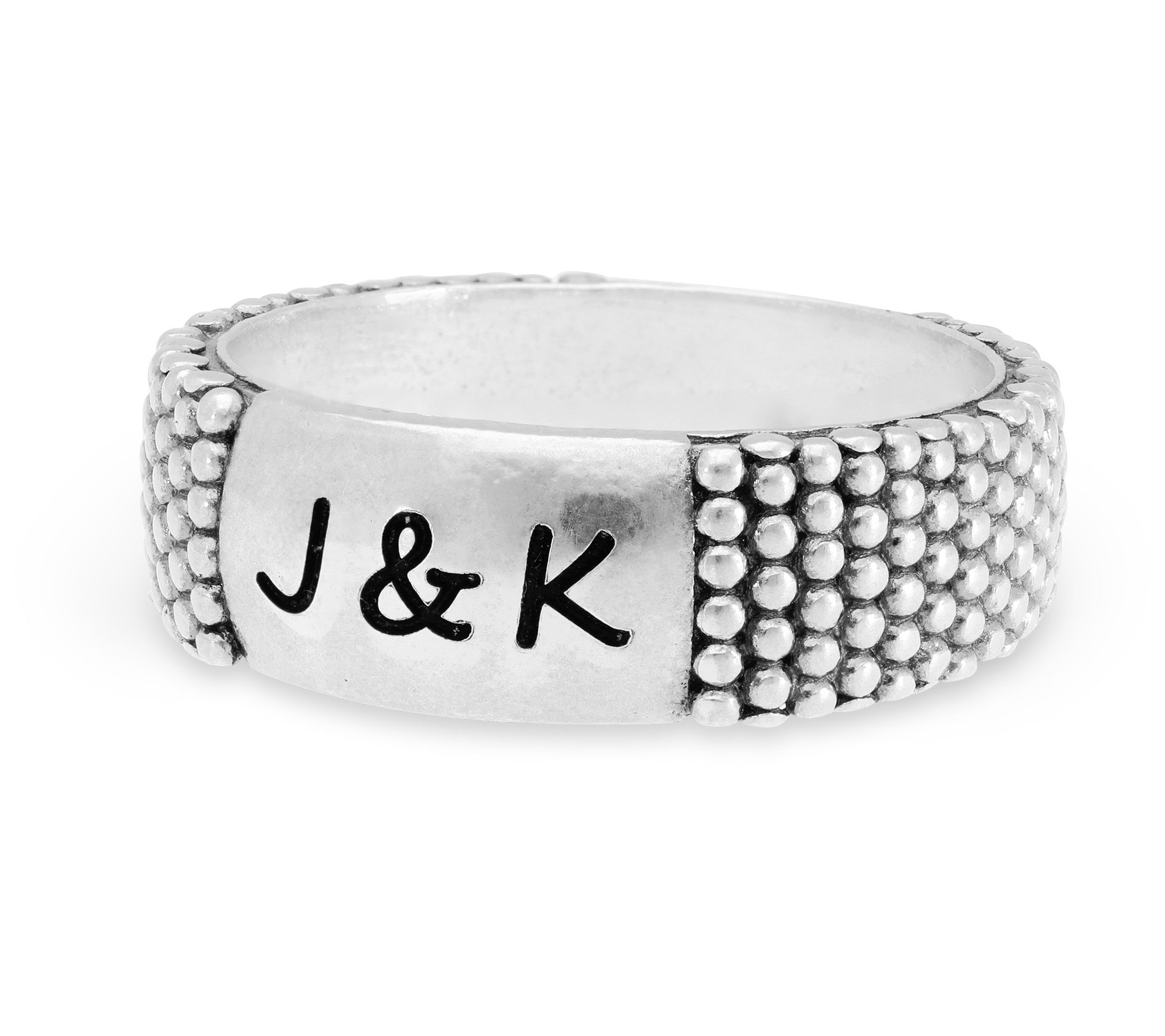 Or Paz Sterling Silver Personalized Beaded B and Ring - QVC.com