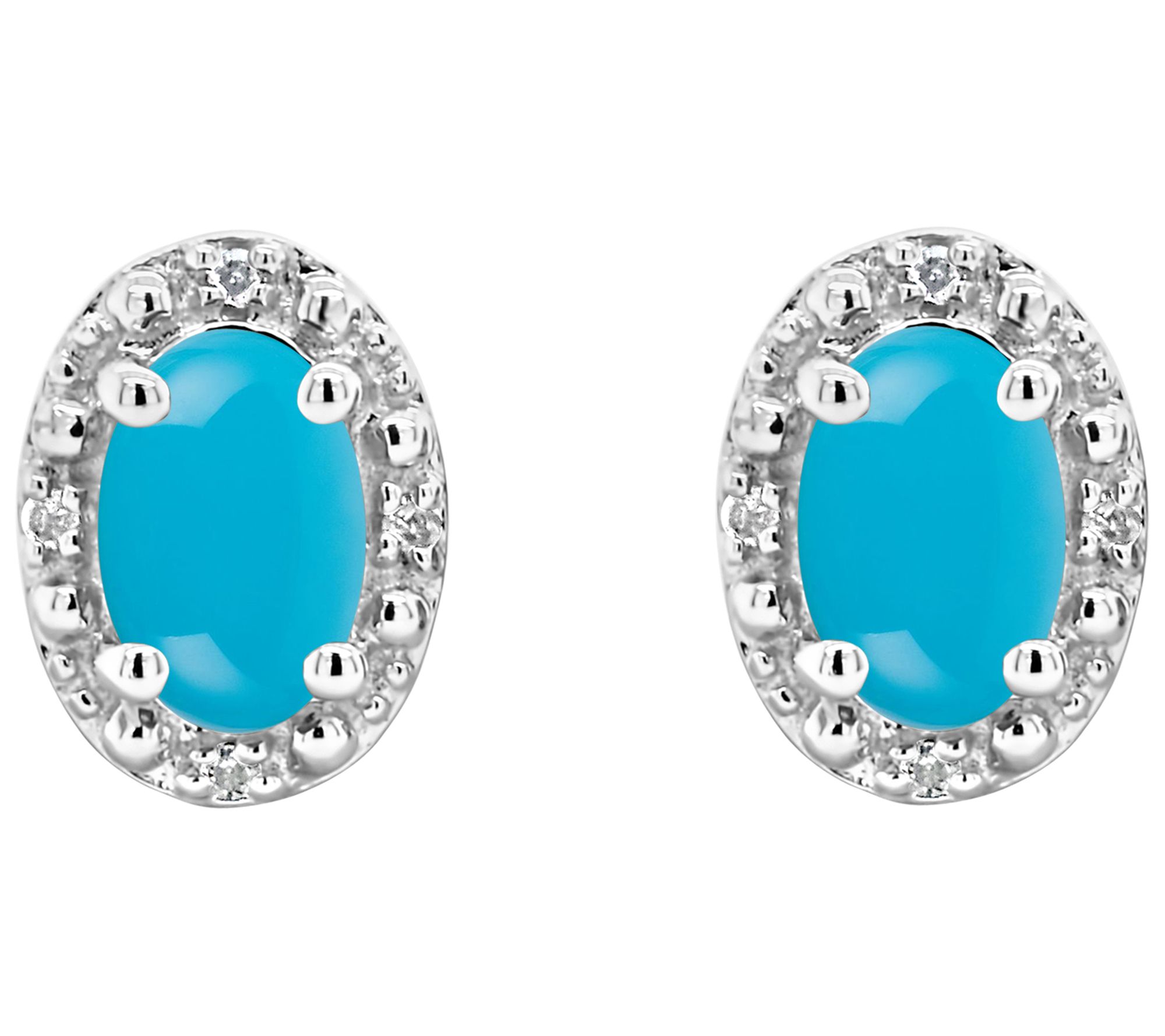 Affinity Gems Oval Turquoise & Diamond Earrings, Sterling - QVC.com