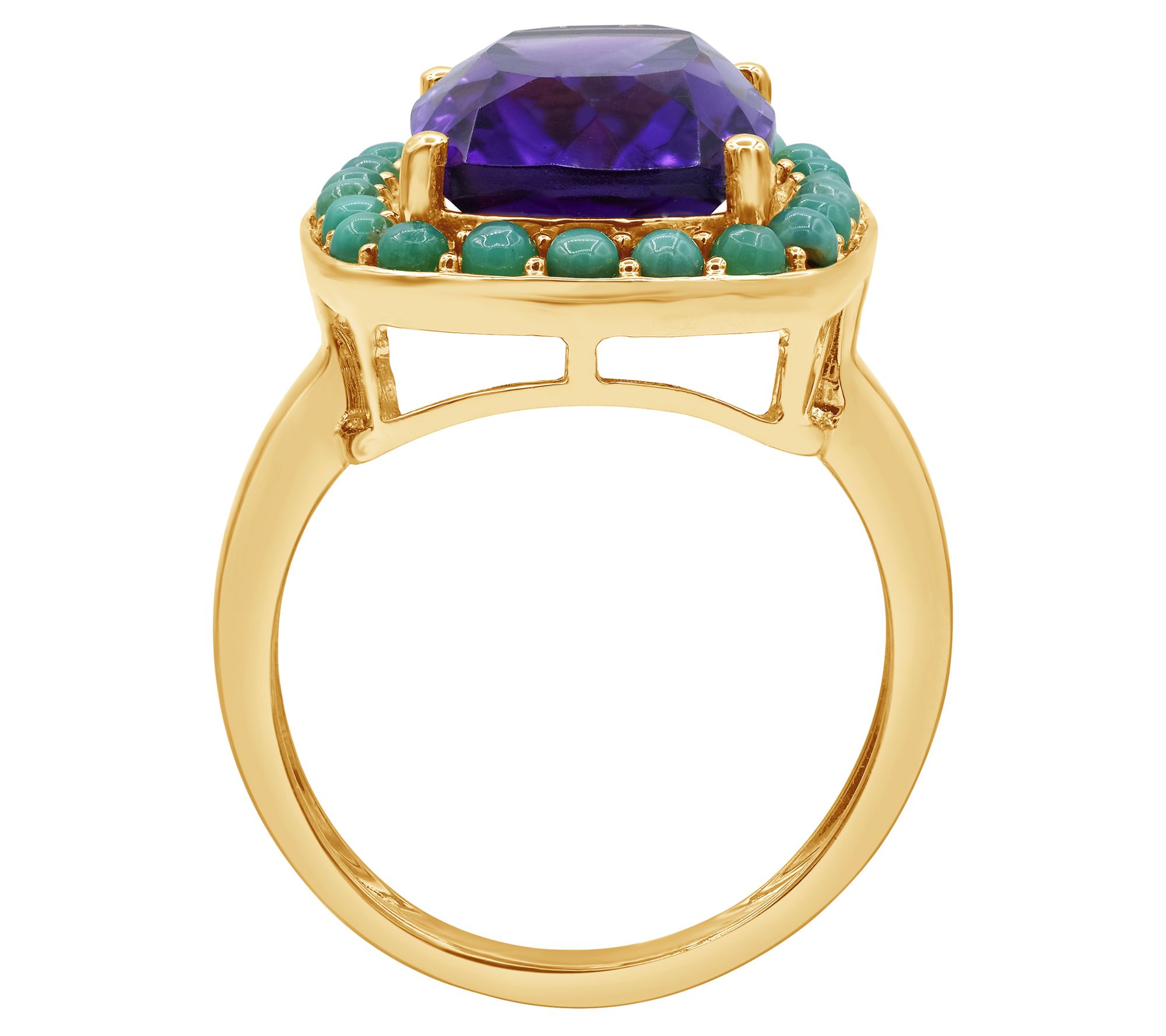 Affinity Gems Amethyst & Turquoise Ring, 14K Gold Plated - QVC.com
