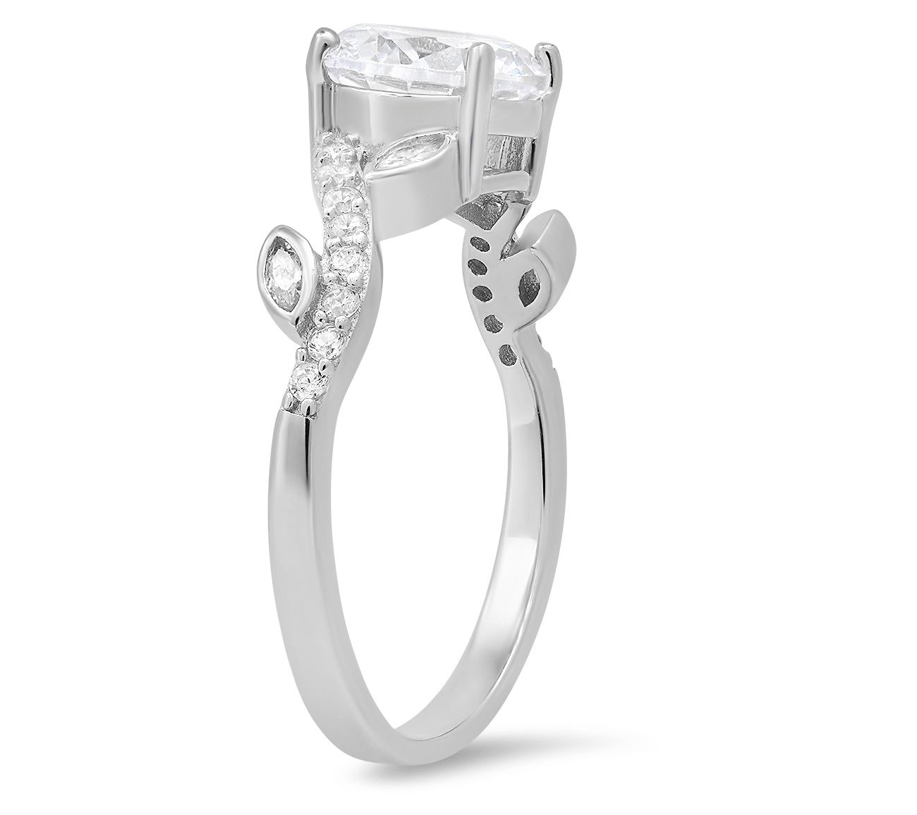 Sterling Silver Floral Twisted Band Ring - QVC.com