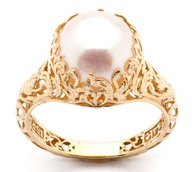Adi Paz 14K Gold Cultured Pearl Filigree Ring - QVC.com