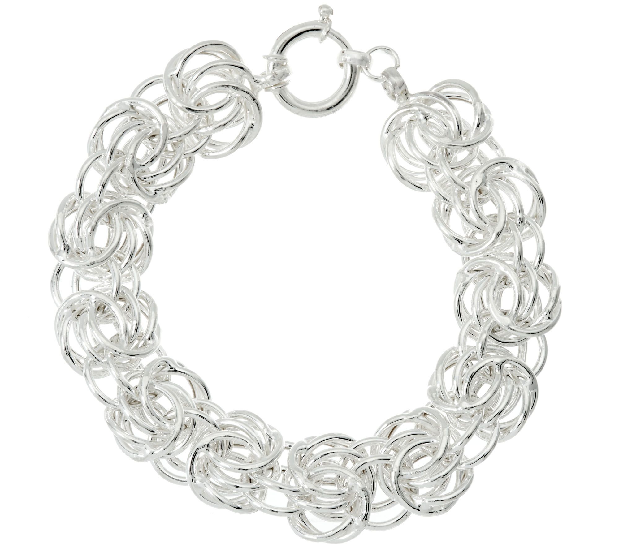 Sterling Silver Bold Rosetta Fancy Woven Bracelet by Silver Style - QVC.com