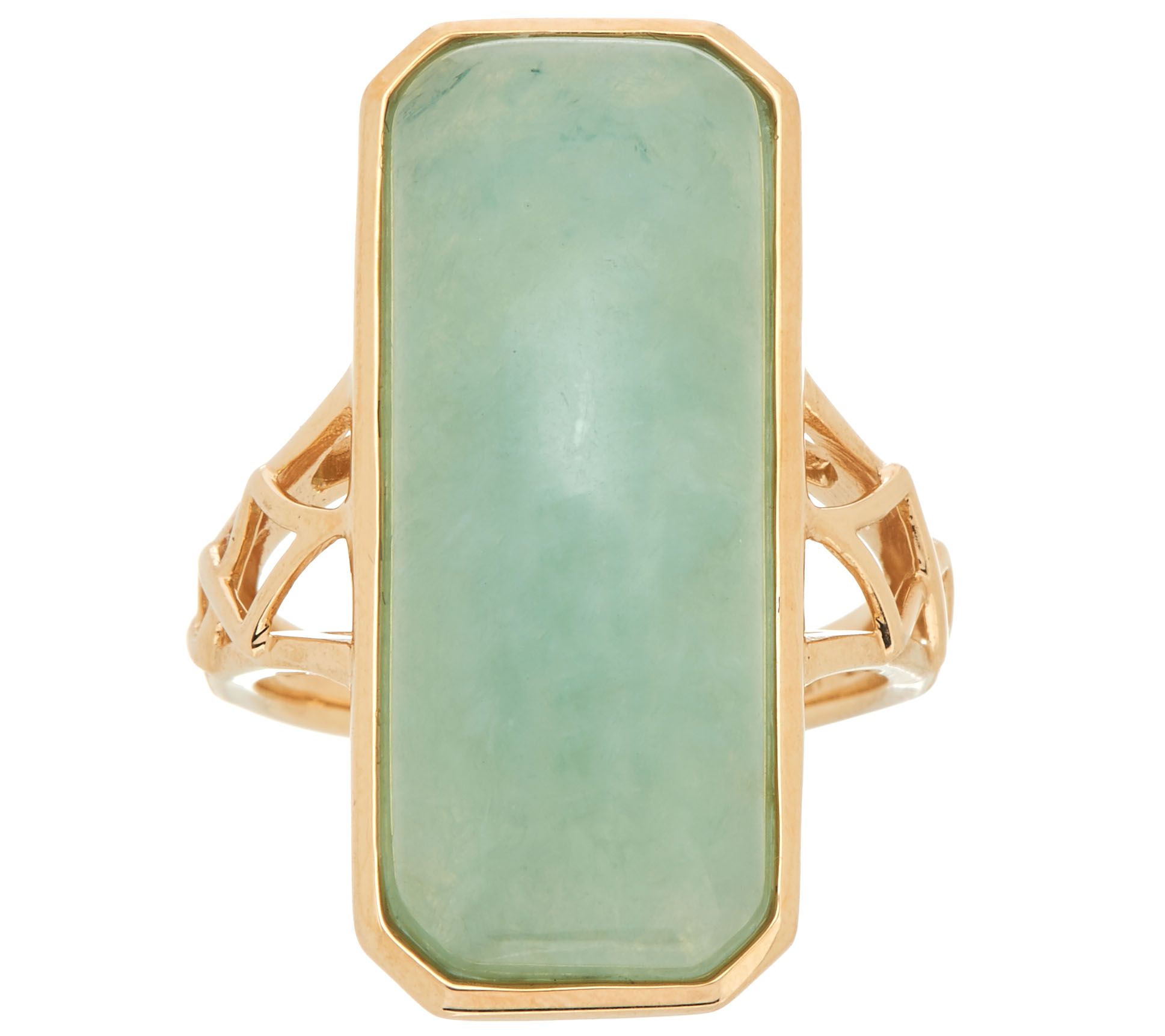 "As Is" Burmese Jade Elongated Cocktail Ring 14K Gold - QVC.com