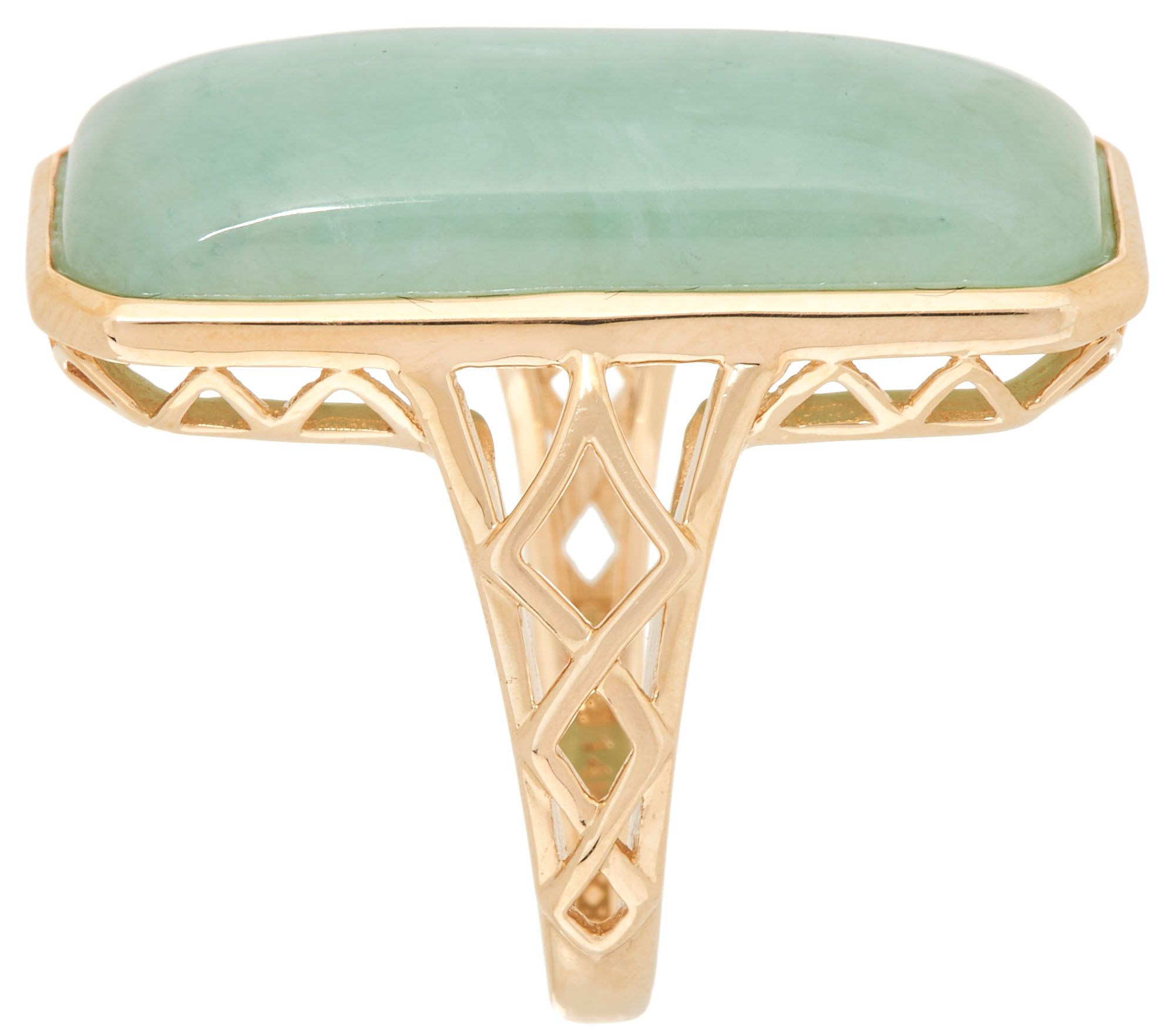 "As Is" Burmese Jade Elongated Cocktail Ring 14K Gold - QVC.com