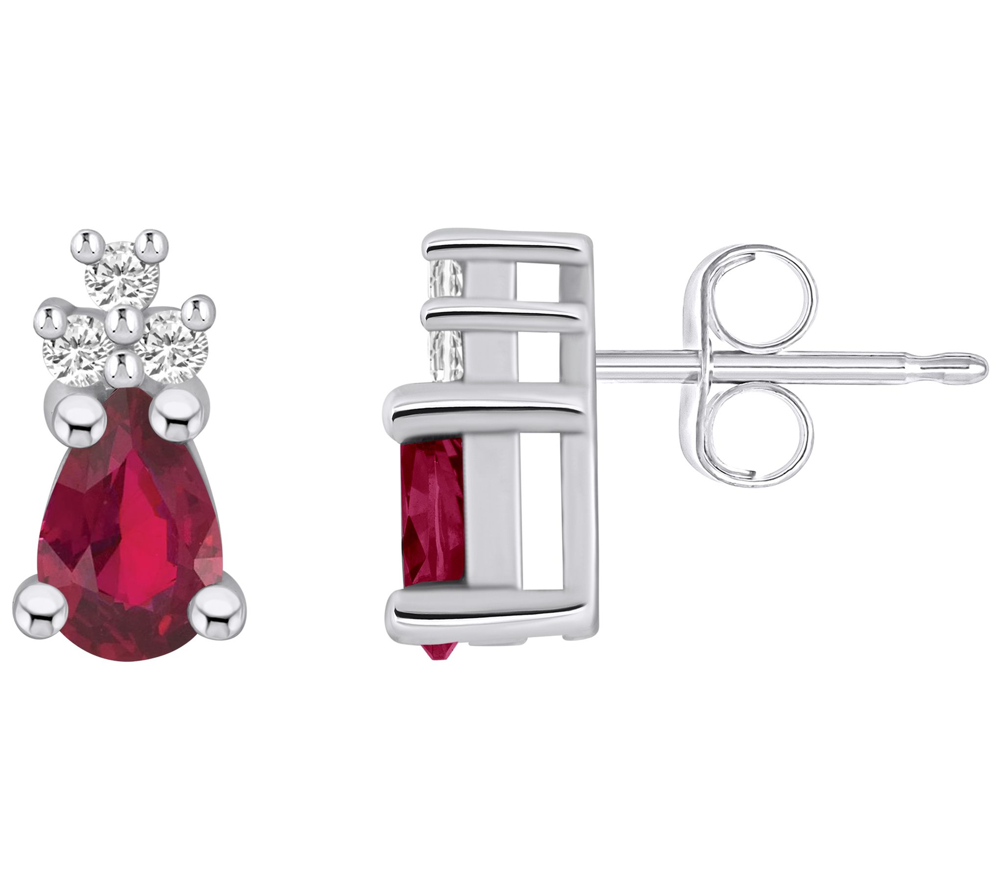 Affinity Gems Pear 1.00 cttw Ruby 0.10 cttw Diamond Studs - QVC.com