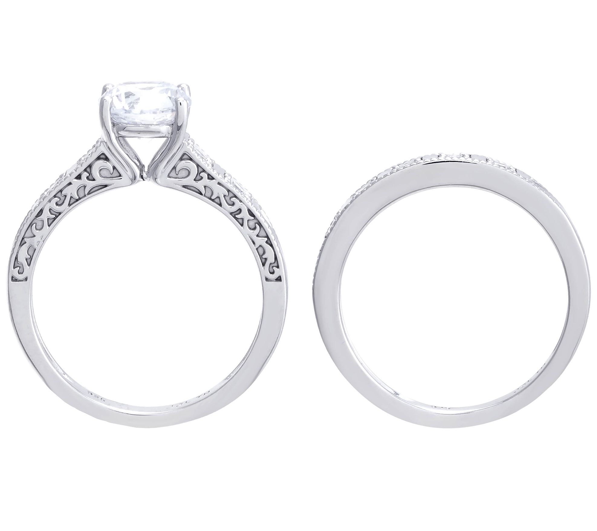 Diamonique 1.25 cttw Bridal Ring Set, Sterling Silver - QVC.com