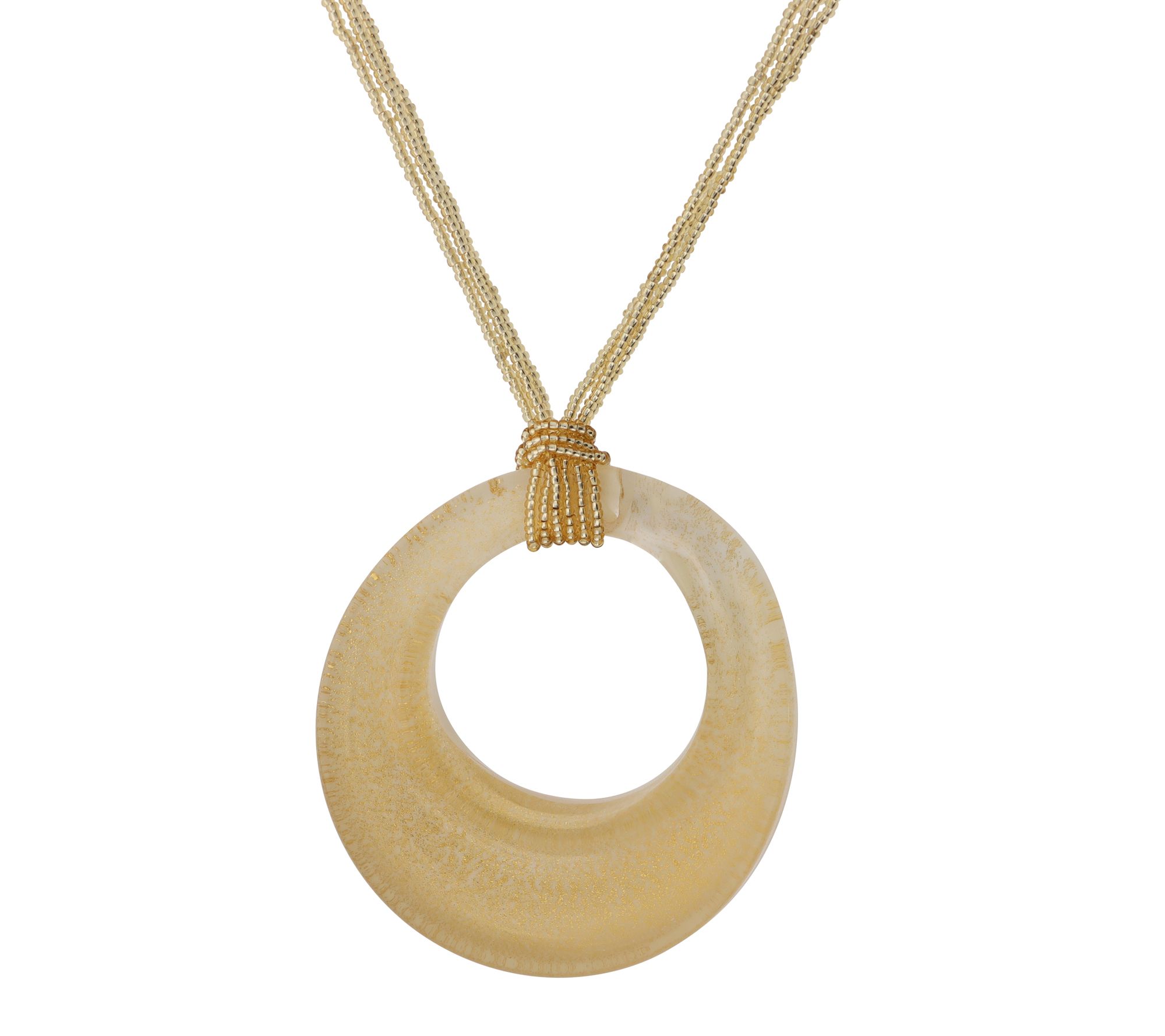 Italian Gold Murano Glass Pendant on Bead Necklace, 14K - QVC.com