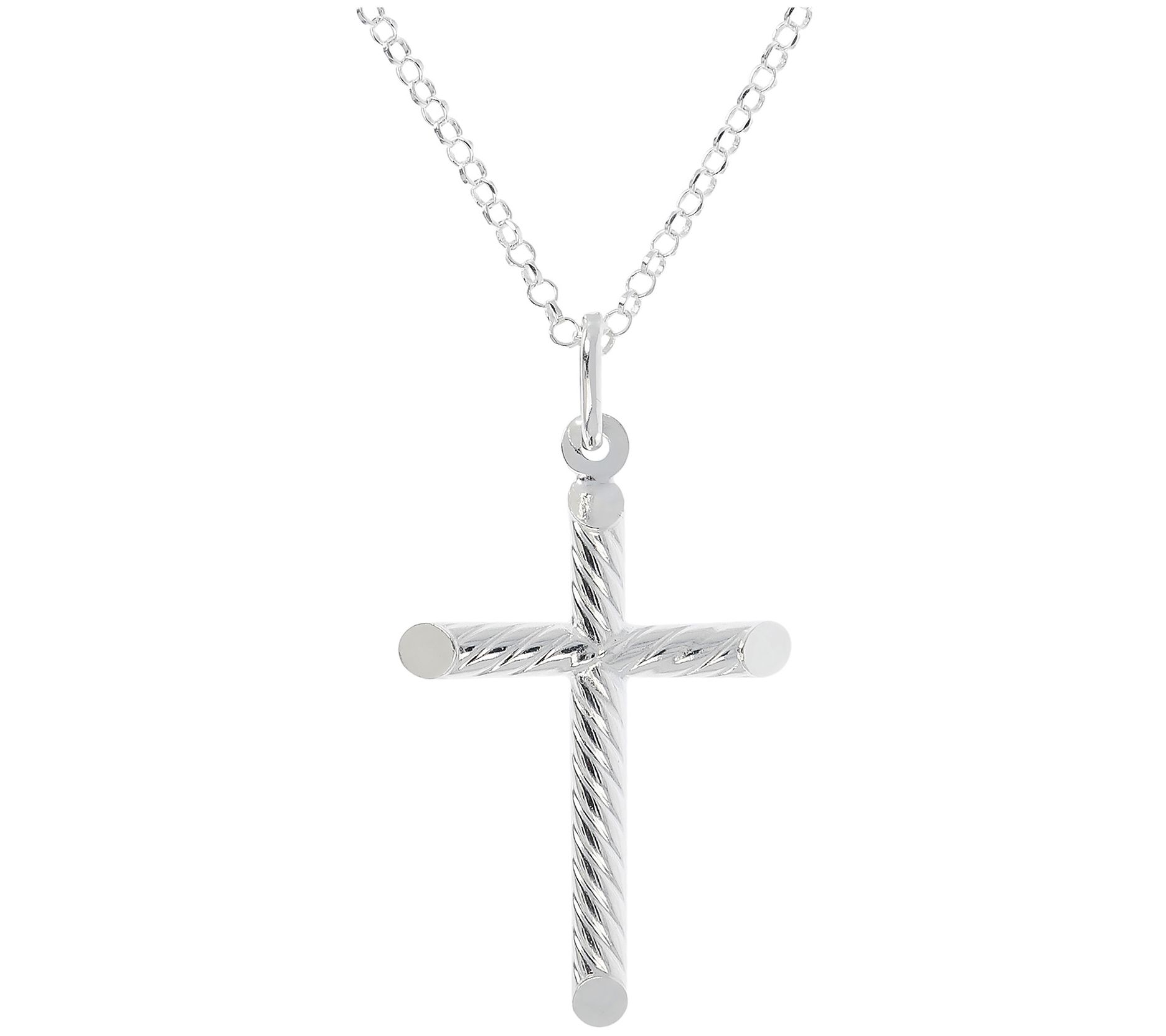 Italian Silver Twisted Cross Pendant w/ Chain - QVC.com