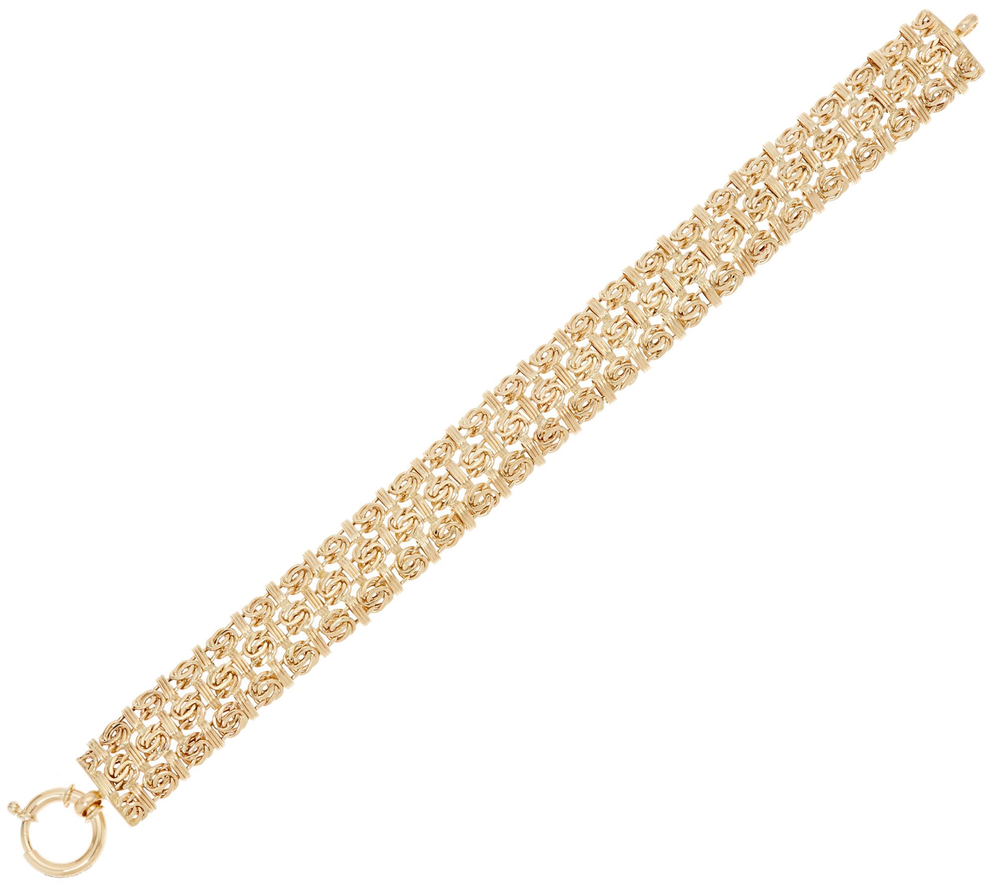 "As Is" 14K Gold 8" Domed Byzantine Status Bracelet, 10.5g - QVC.com