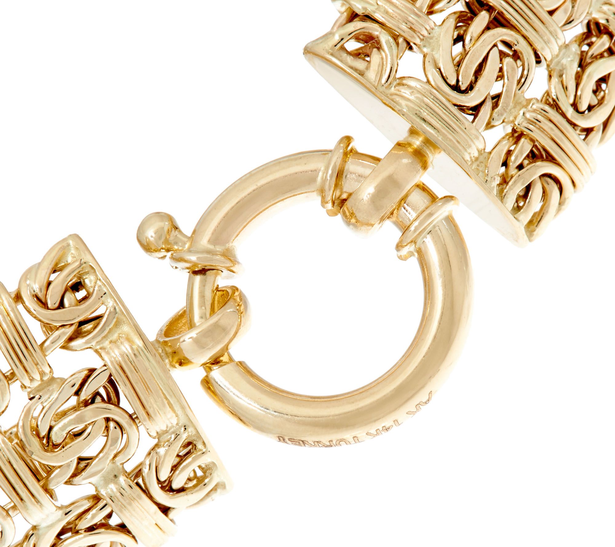 "As Is" 14K Gold 8" Domed Byzantine Status Bracelet, 10.5g - QVC.com