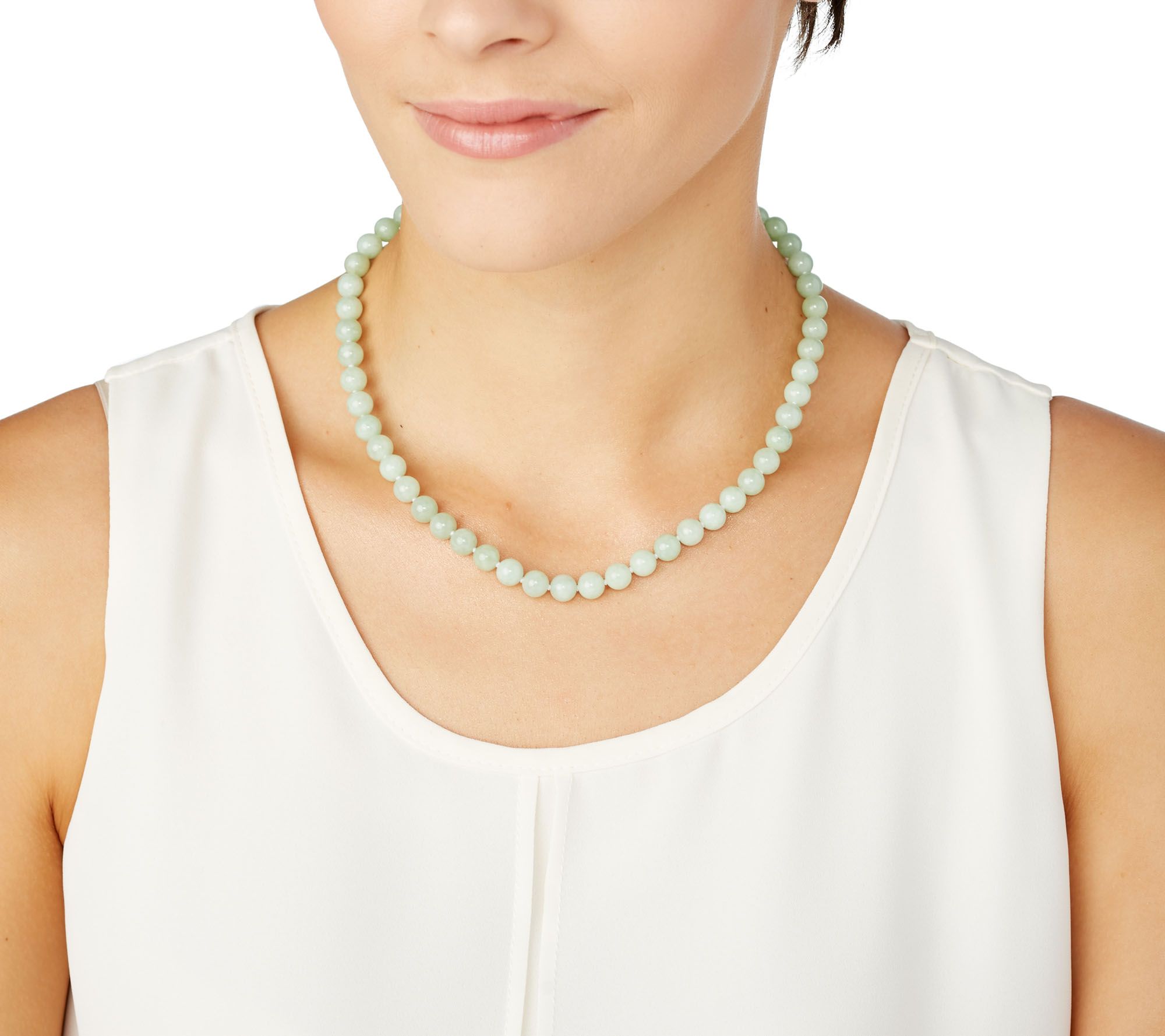 Jade Sterling Silver 18" Bead Necklace - QVC.com