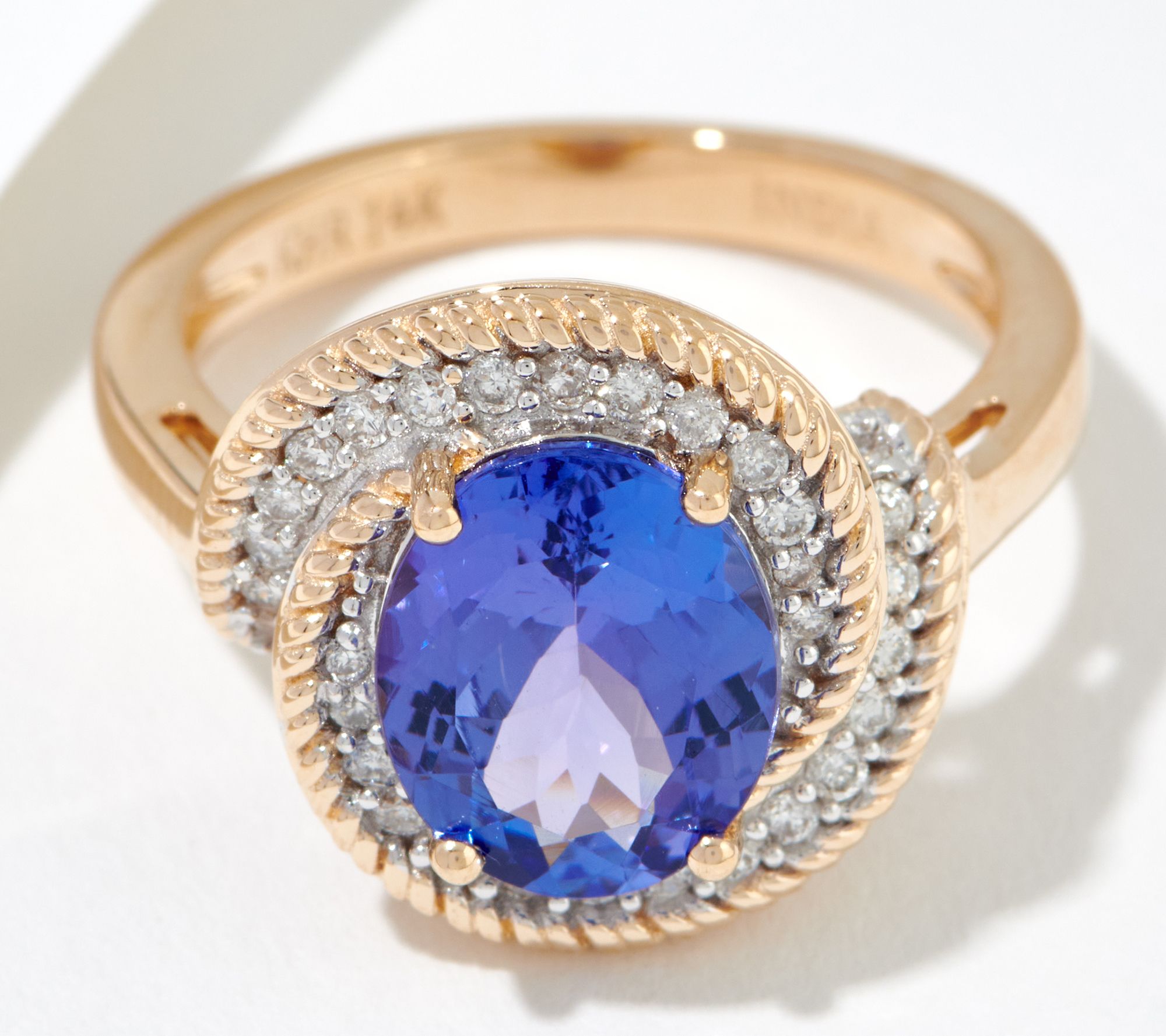 Affinity Gems Oval Tanzanite & Diamond Ring, 14K Gold - QVC.com