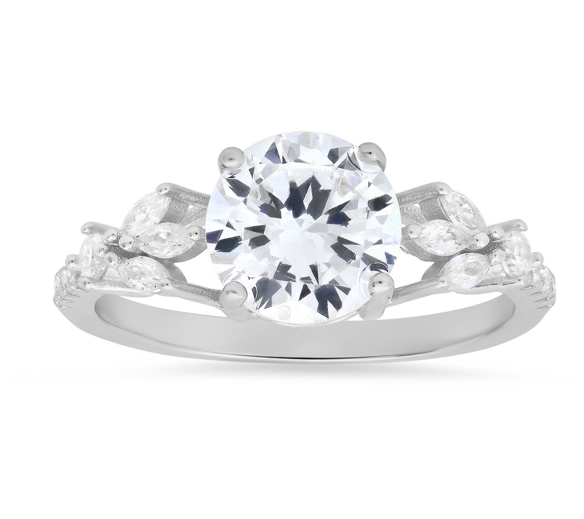 Sterling Silver Round & Marquise-Cut Ring - QVC.com