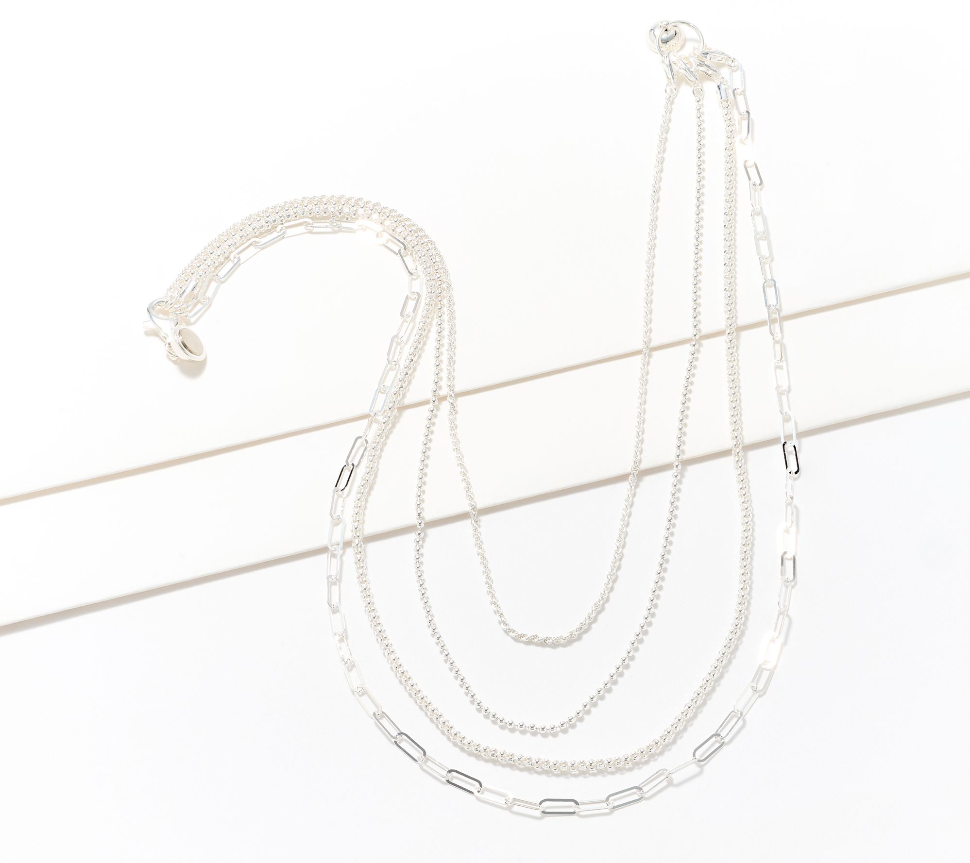 "As Is" UltraFine 950 Silver Multi Chain Necklace, 29g - QVC.com