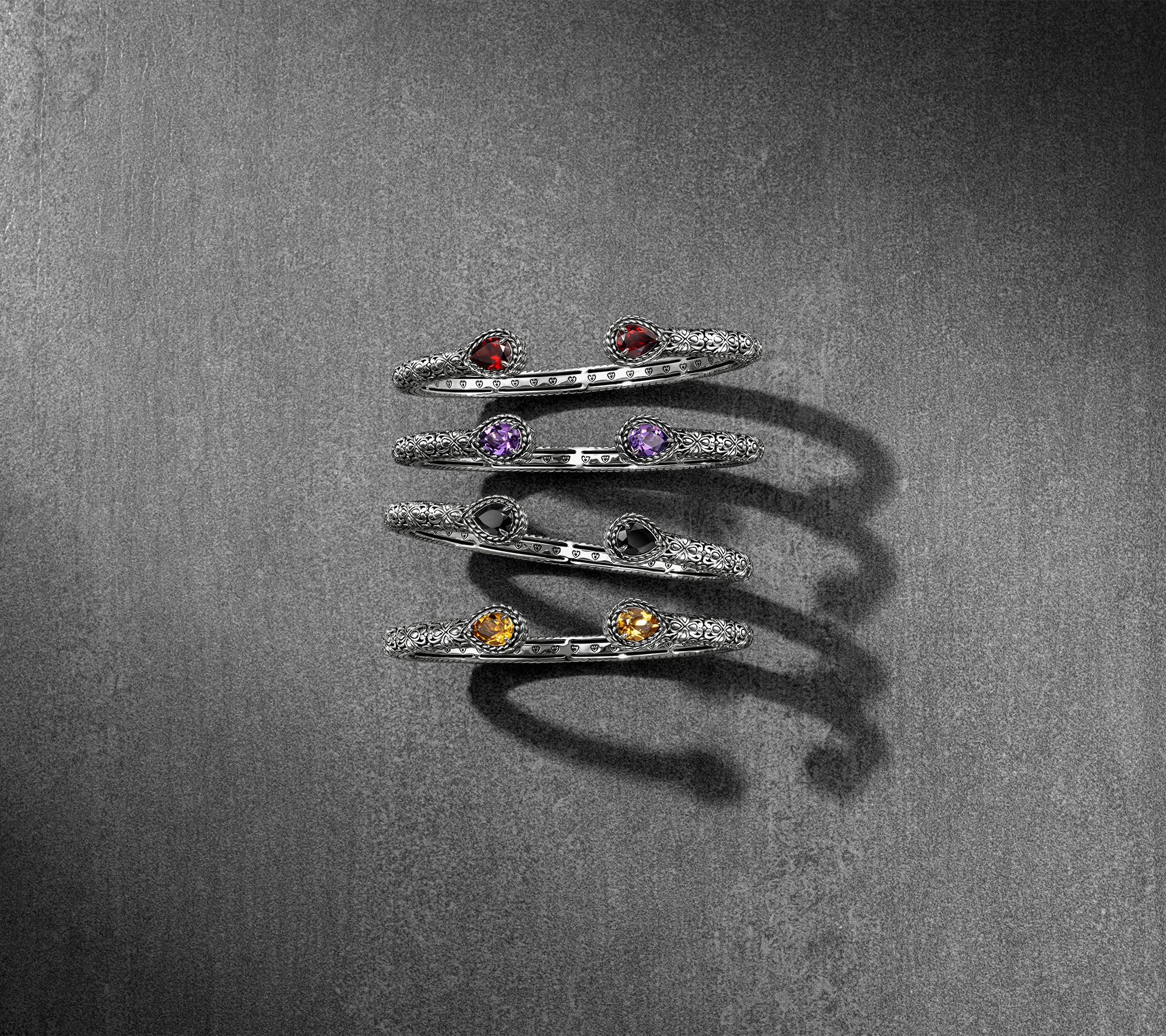 JAI Sterling Silver Pear Gemstone & Heritage Lotus Cuff, 23.5g - QVC.com