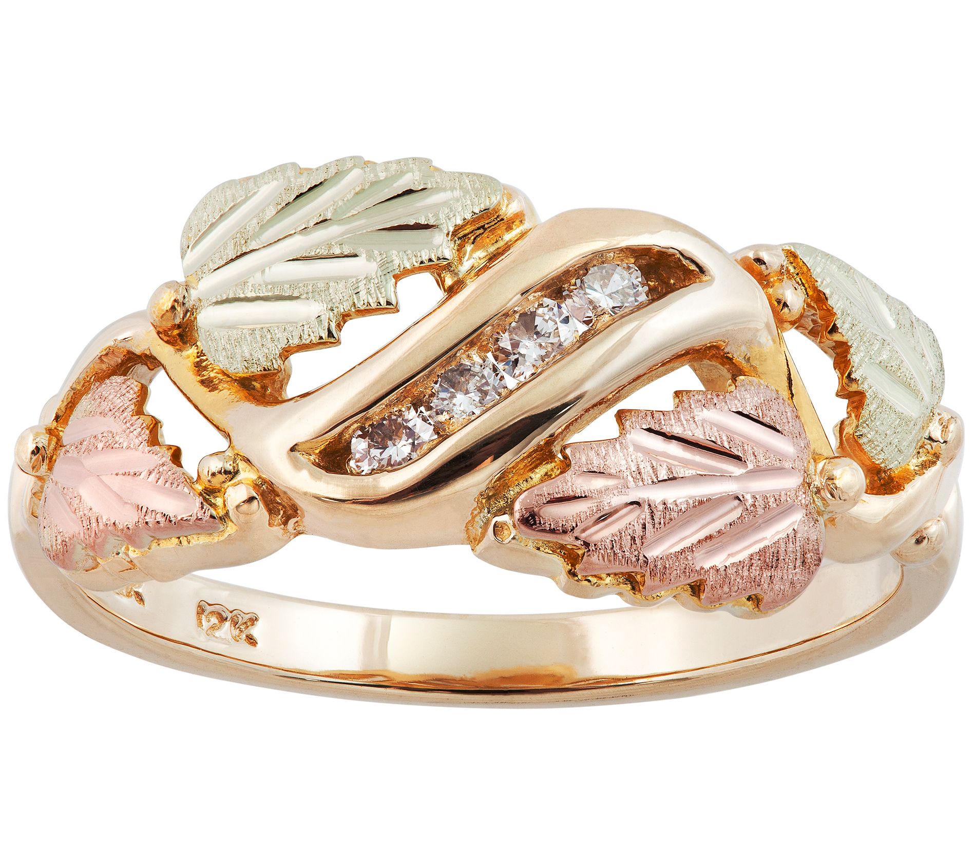 Black Hills Gold Diamond Accent Ring 10K 12K Gold QVC