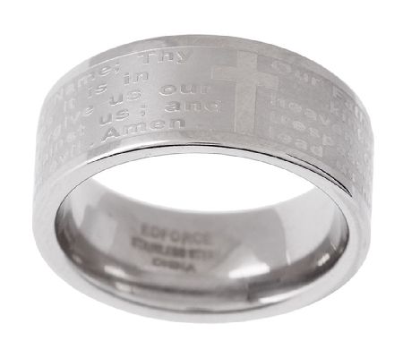 Stainless Steel Silk Fit "Our Father" Prayer Ring - QVC.com