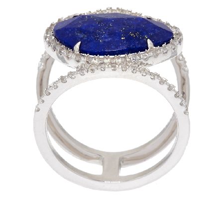 Sterling Silver Gemstone Double Band Ring - QVC.com