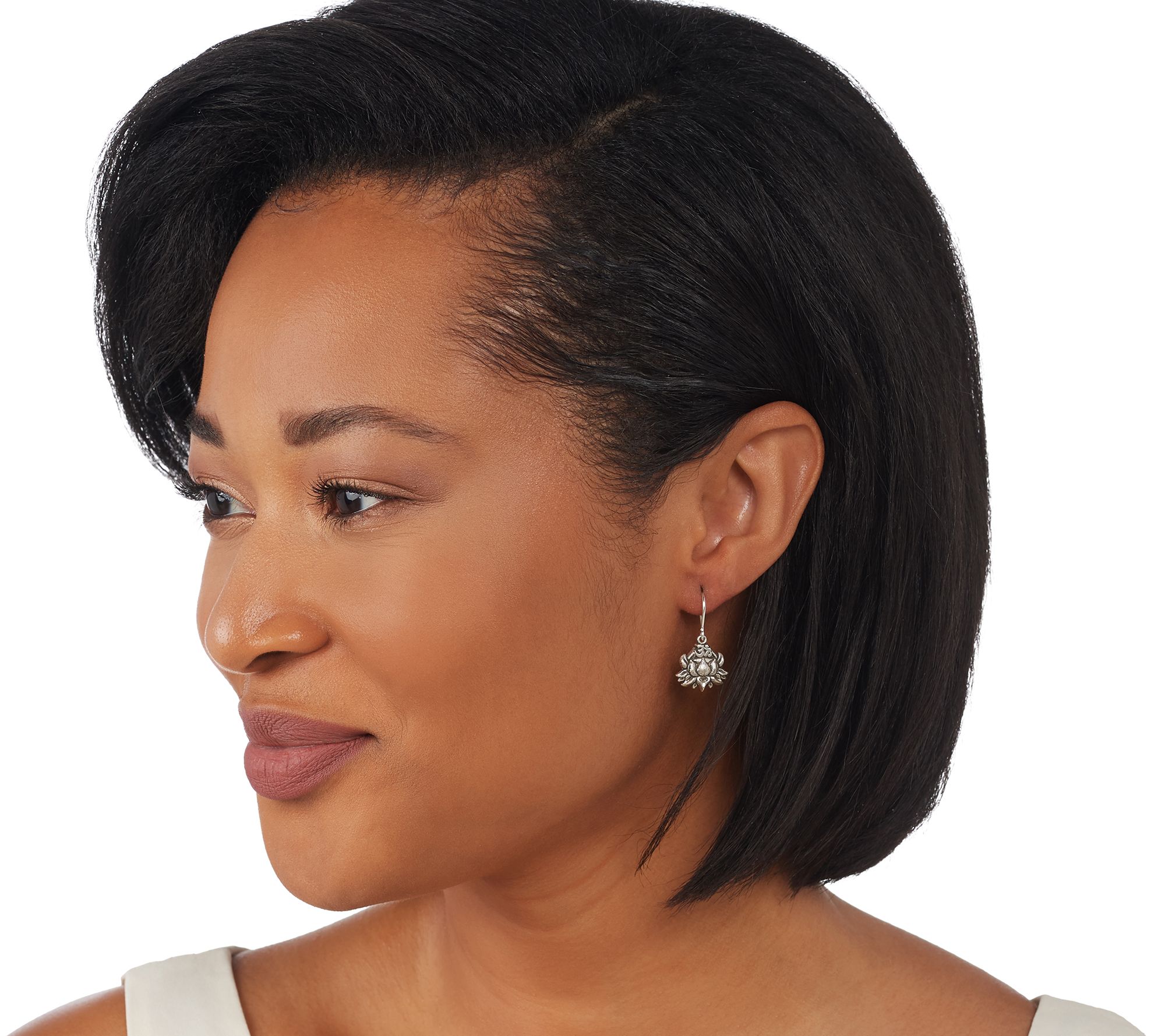 "As Is" Alex and Ani Lotus Peace Petals Drop Earrings - QVC.com