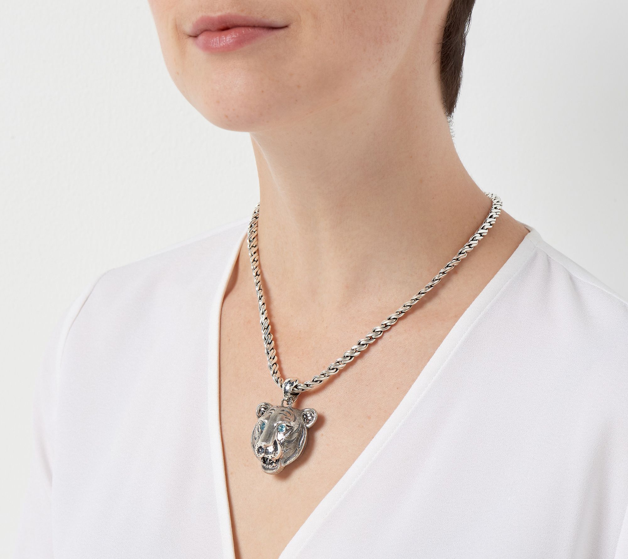 "As Is" JAI Sterling Silver & Gemstone Tiger Enhancer, 27.9g - QVC.com