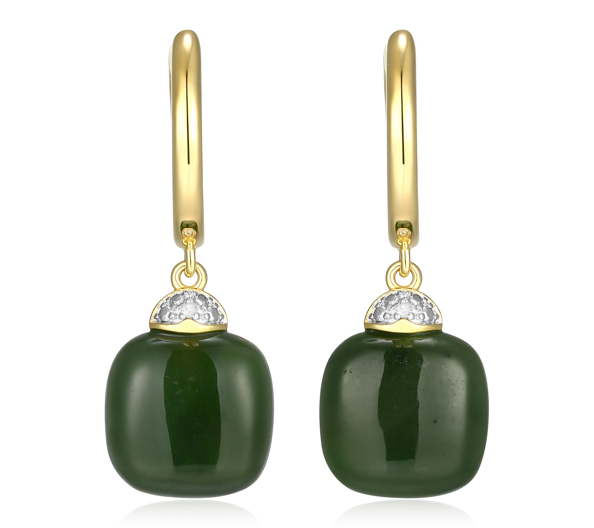 Dynasty Jade Cushion Cut Hoop Earrings, 18k Gold Plated - QVC.com
