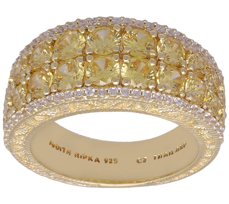 Judith Ripka 14K Clad Canary Diamonique B and Ring - QVC.com