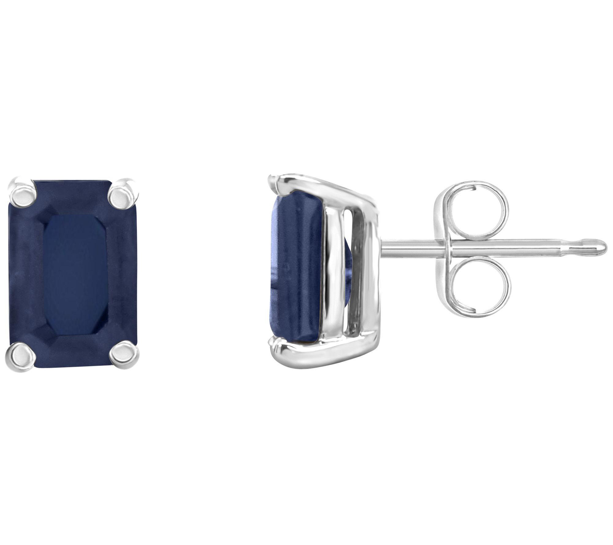 14K Gold Emerald Cut 1.40 cttw Sapphire Stud Earrings