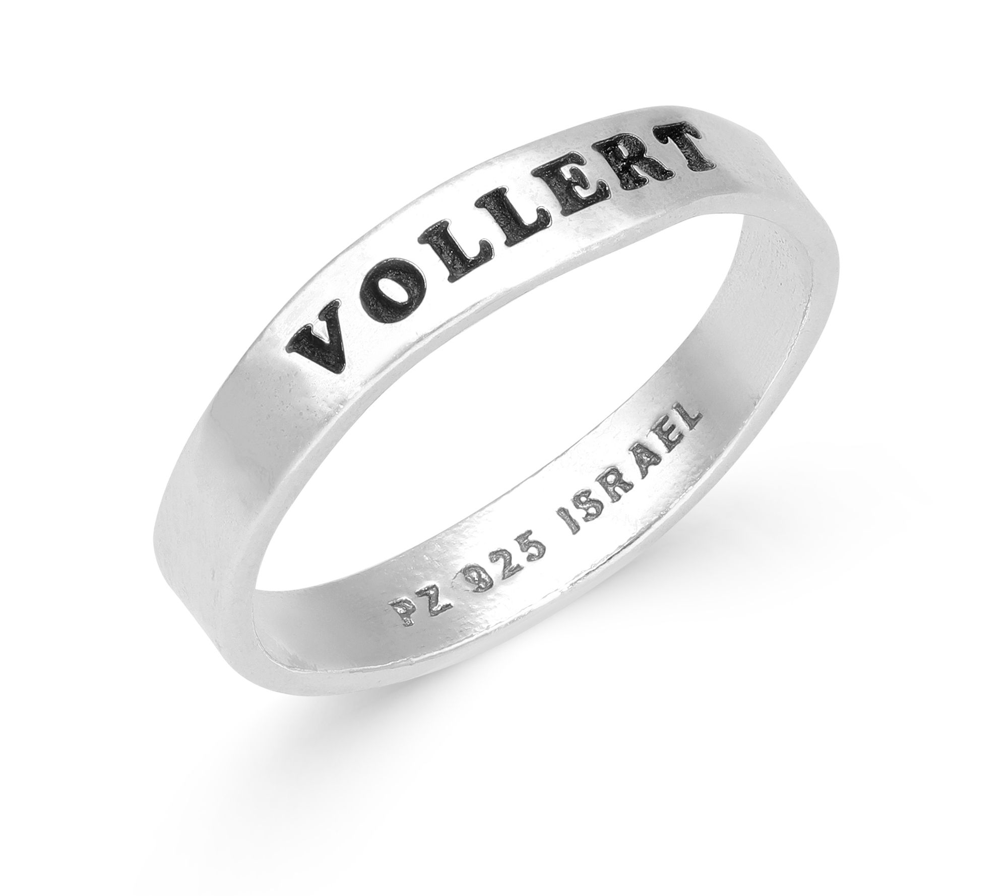 Or Paz Sterling Silver Personalized Hammered Ba nd Ring - QVC.com