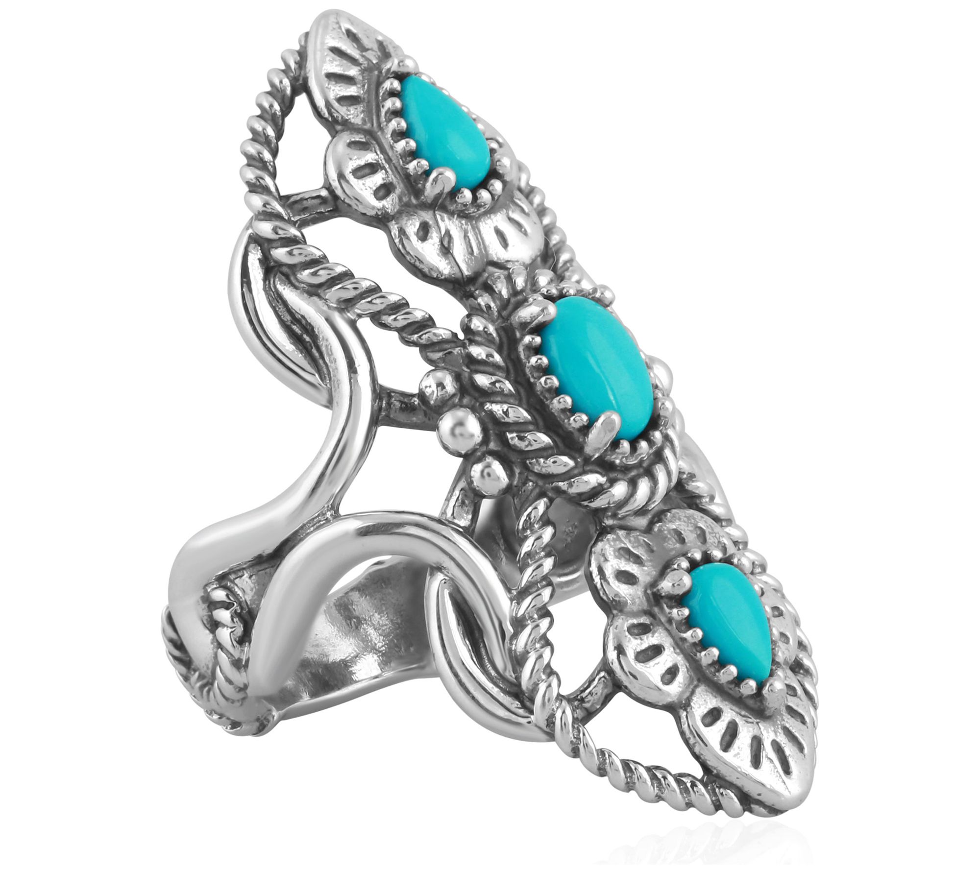 American West Sterling Silver Elongated Gemstone Ring - QVC.com