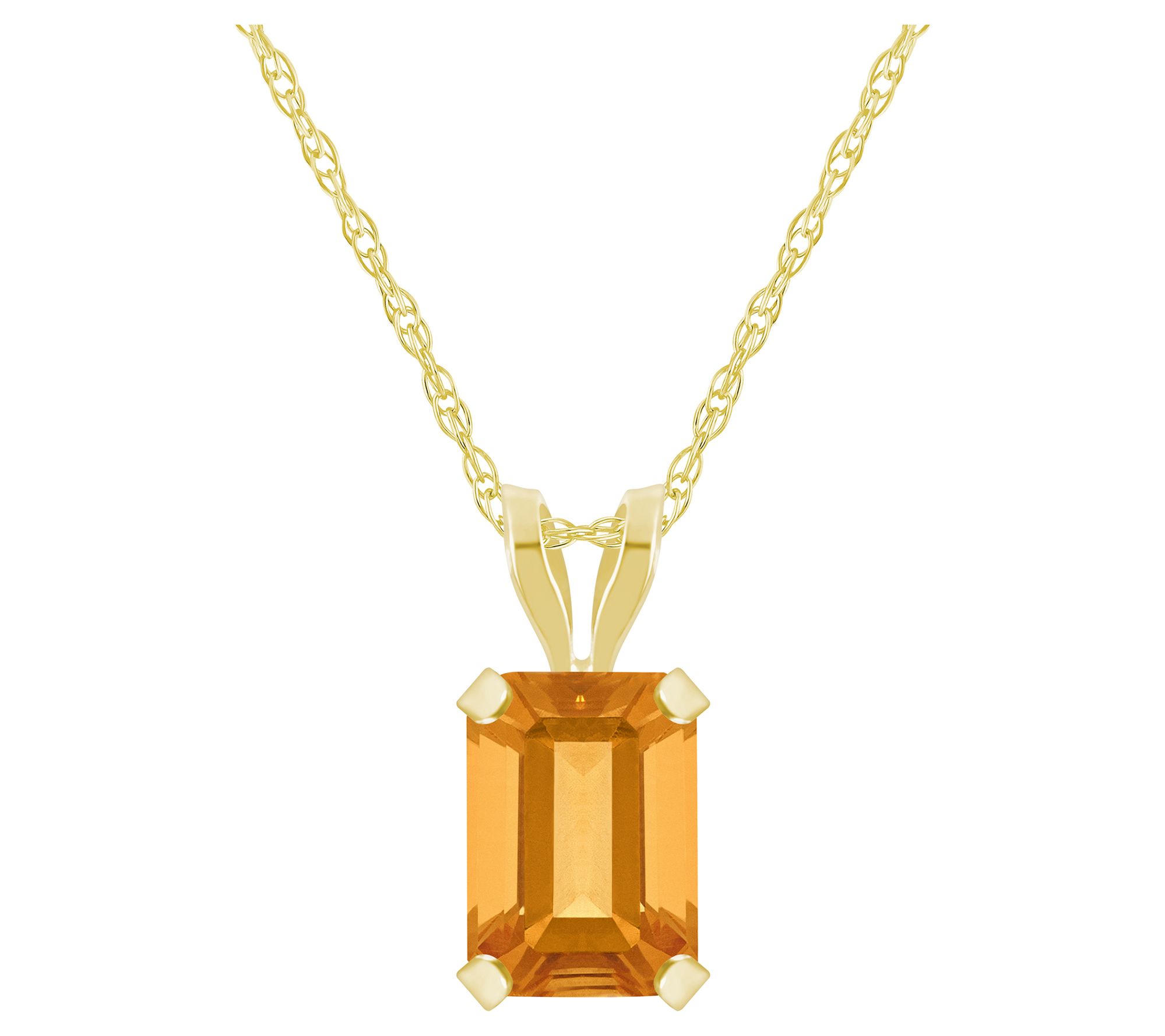 Affinity Gems Emerald Cut Gemstone Necklace, 10K Gold - QVC.com