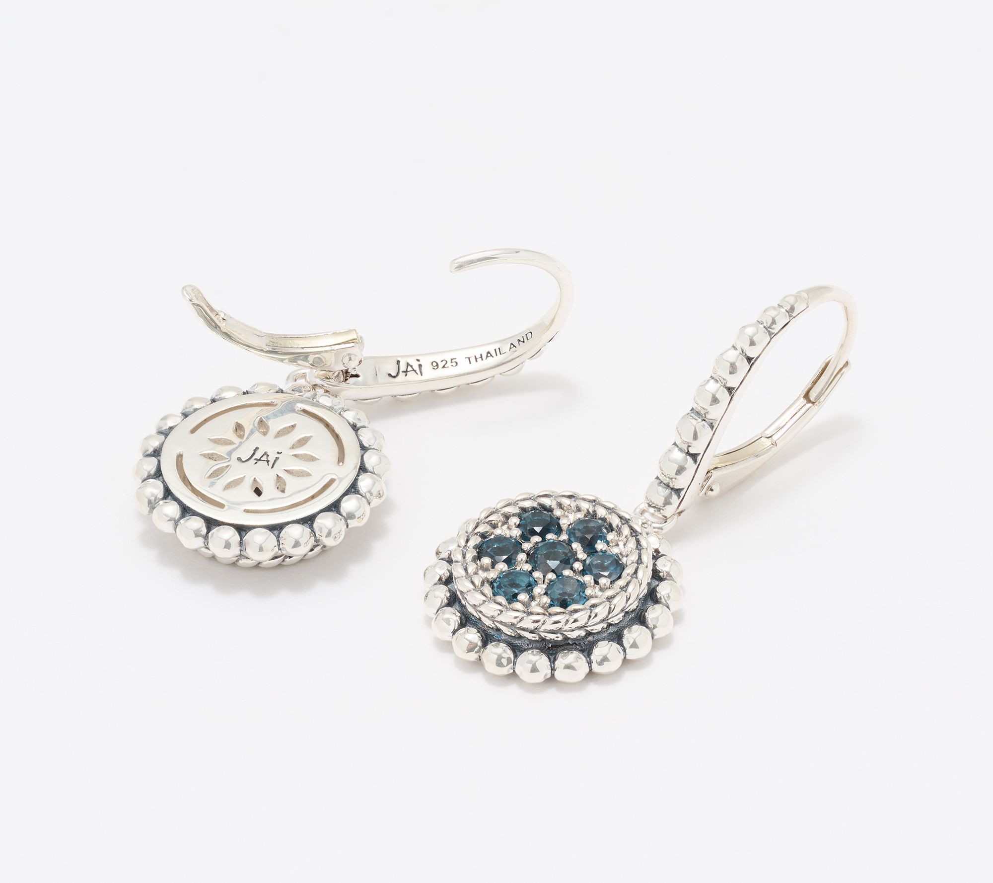 JAI Sterling Silver Exotic Gemstone Pave Earrings - QVC.com