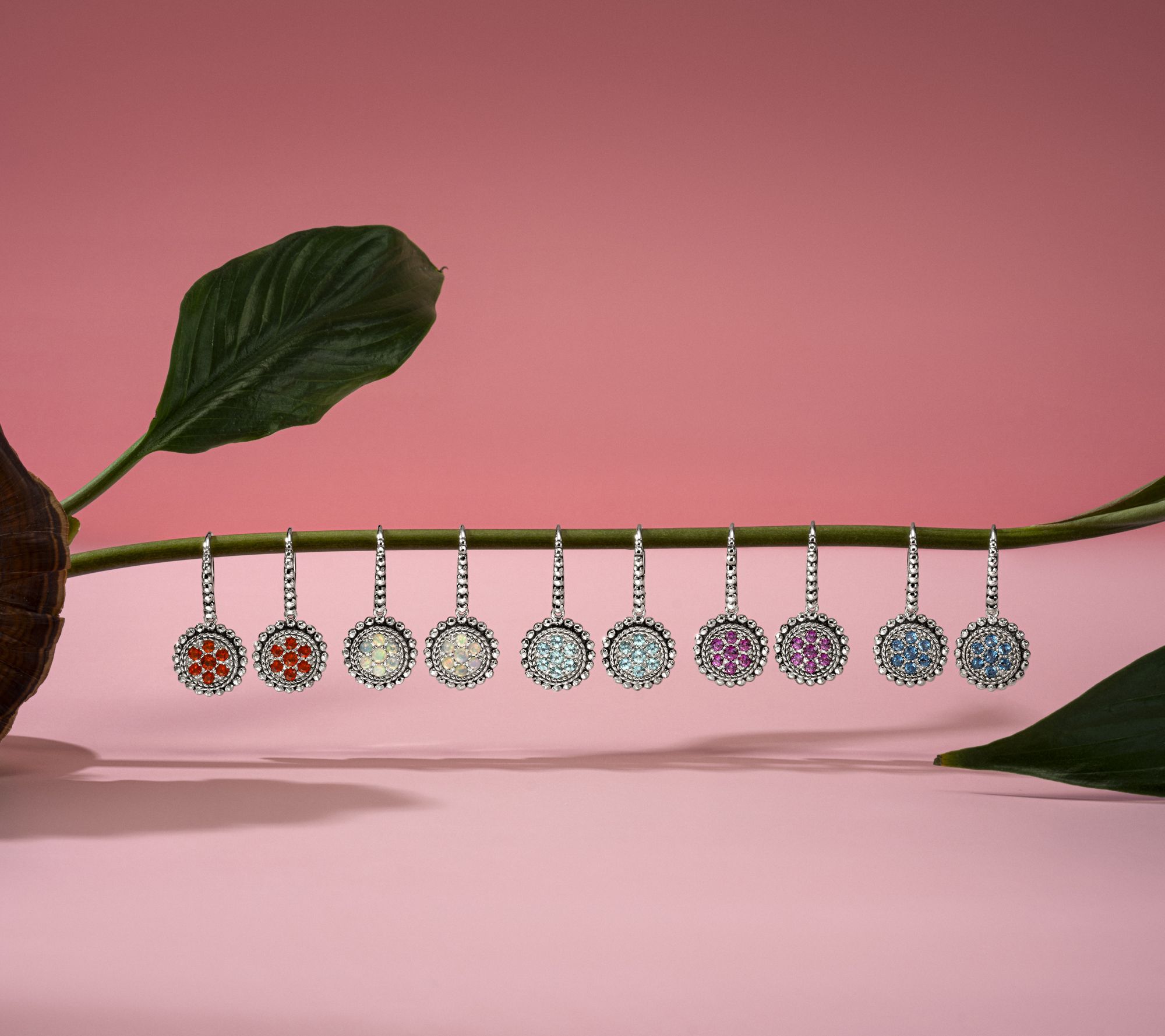 JAI Sterling Silver Exotic Gemstone Pave Earrings - QVC.com