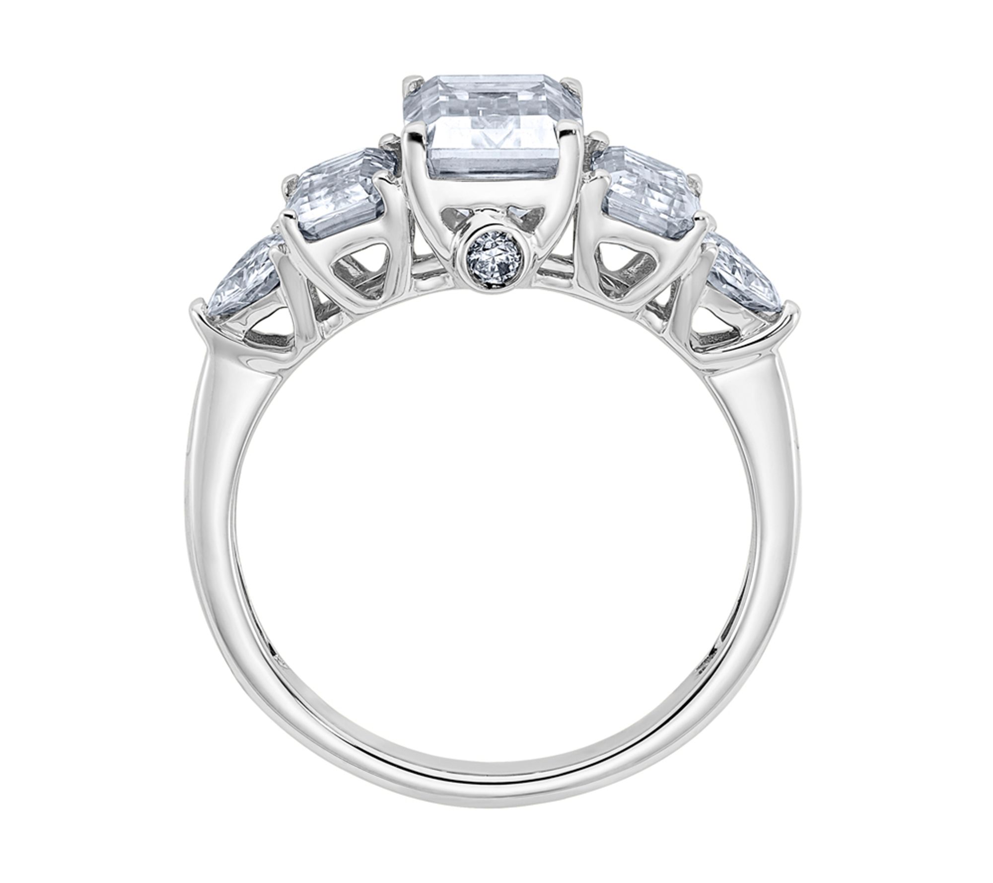 Moissanite 5.90 cttw Emerald-Cut Anniversary Ring, 14K - QVC.com