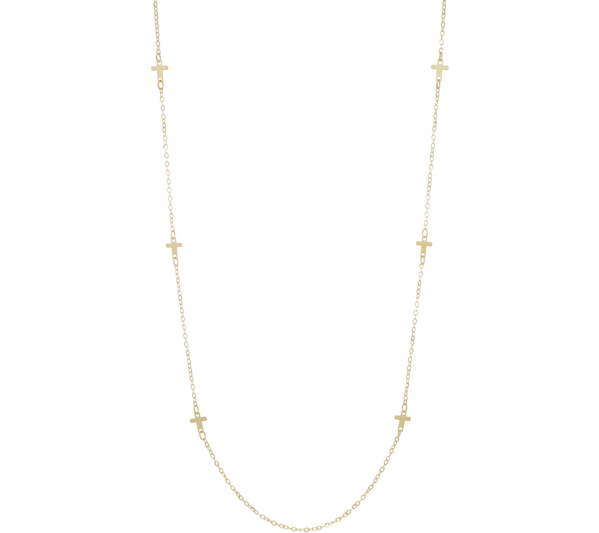 Italian Gold 36" Cross Station Necklace, 14K Gold 2.8g - QVC.com