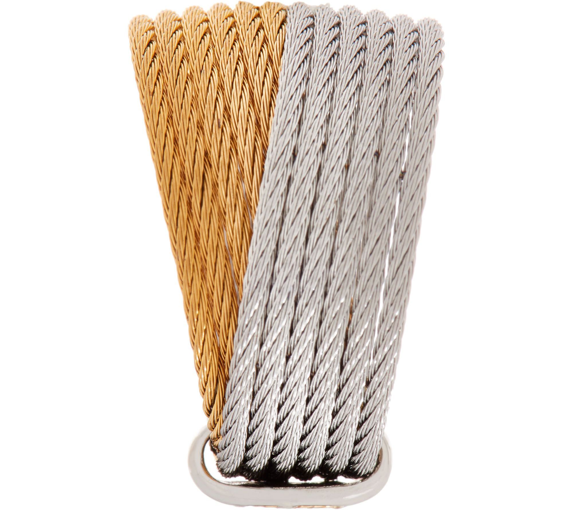 ALOR Cable Stainless Steel Two-Tone Double Band Ring - QVC.com