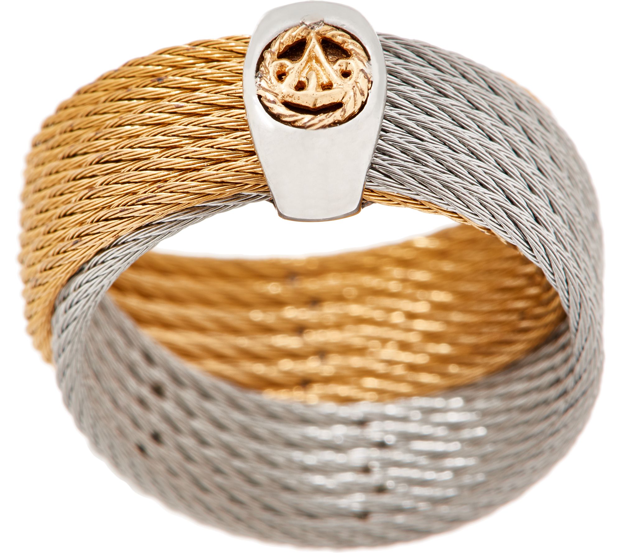 ALOR Cable Stainless Steel Two-Tone Double Band Ring - QVC.com